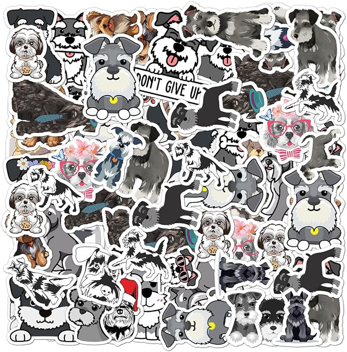 Amazon.com: 50 Pack Pcs Schnauzer Stickers for Water Bottles Waterproof ...