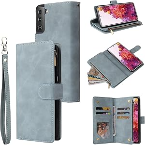 Amazon.com: LBYZCASE Galaxy S21 Plus Wallet Case, Luxury Leather Folio Flip Cover with Zipper ...