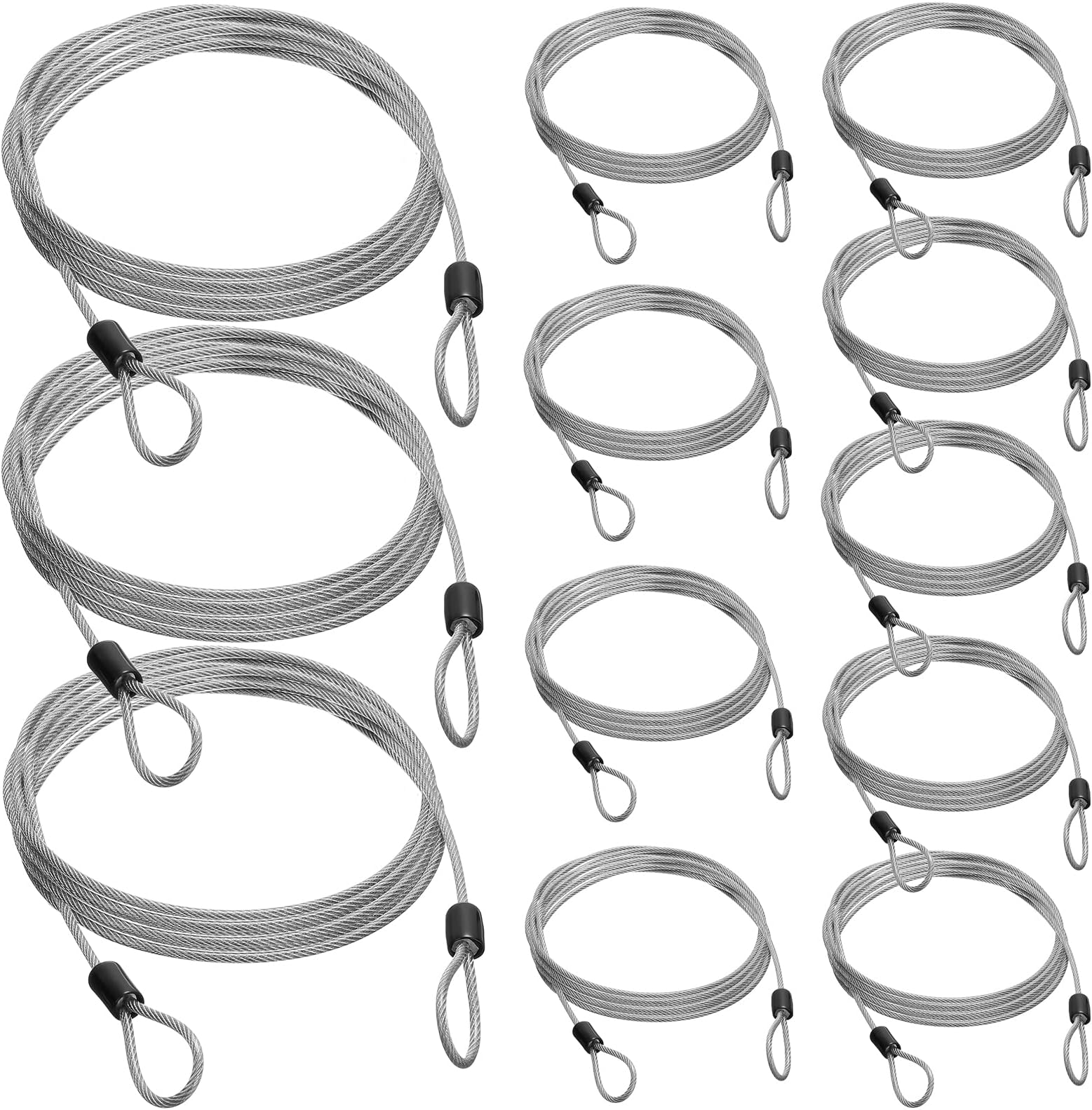 12 Pack Security Cable Luggage Lock with Loops 4ft 3mm Braided Steel ...