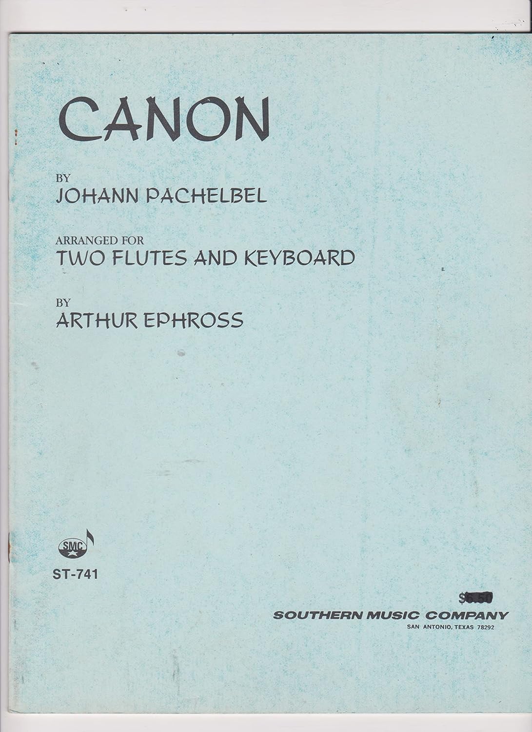 Amazon.com: Johann Pachelbel "Canon" for 2 Flutes & Keyboard.: Johann ...