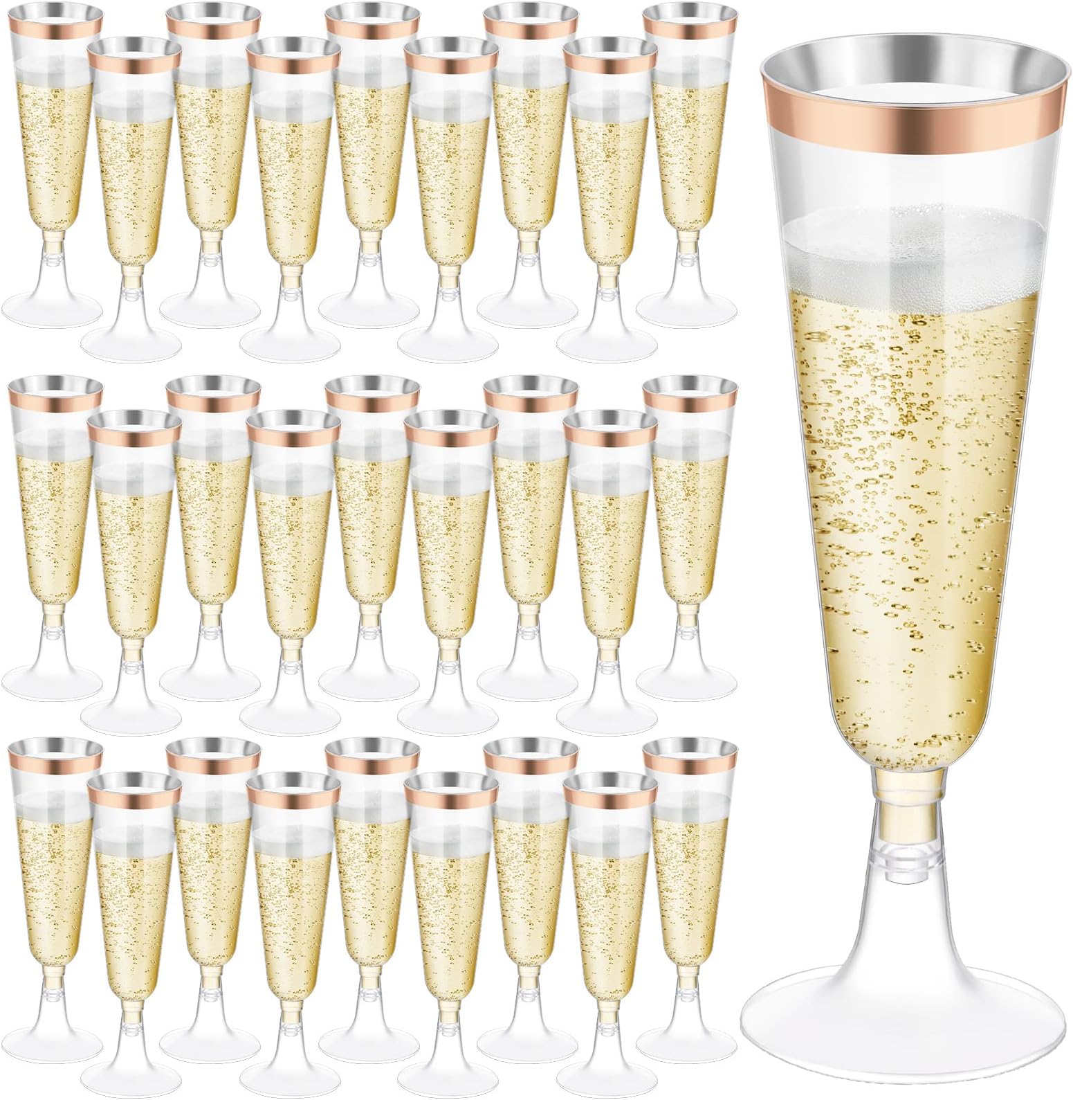 Amazon.com: Zcaukya 100 Plastic Champagne Flutes, 4.5oz Clear ...