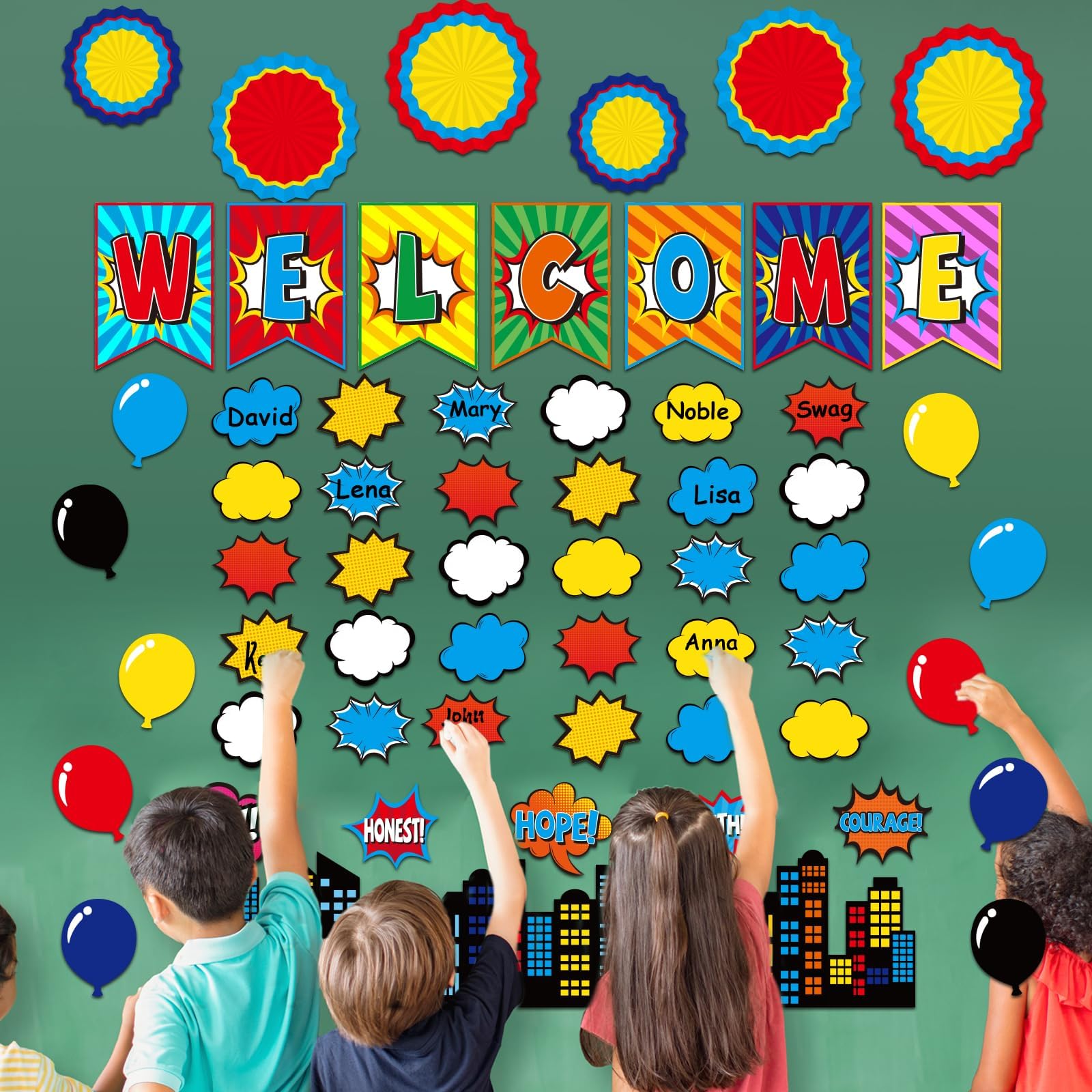 Snapklik.com : 61 Pieces Simply Hero Welcome Classroom Bulletin Board ...