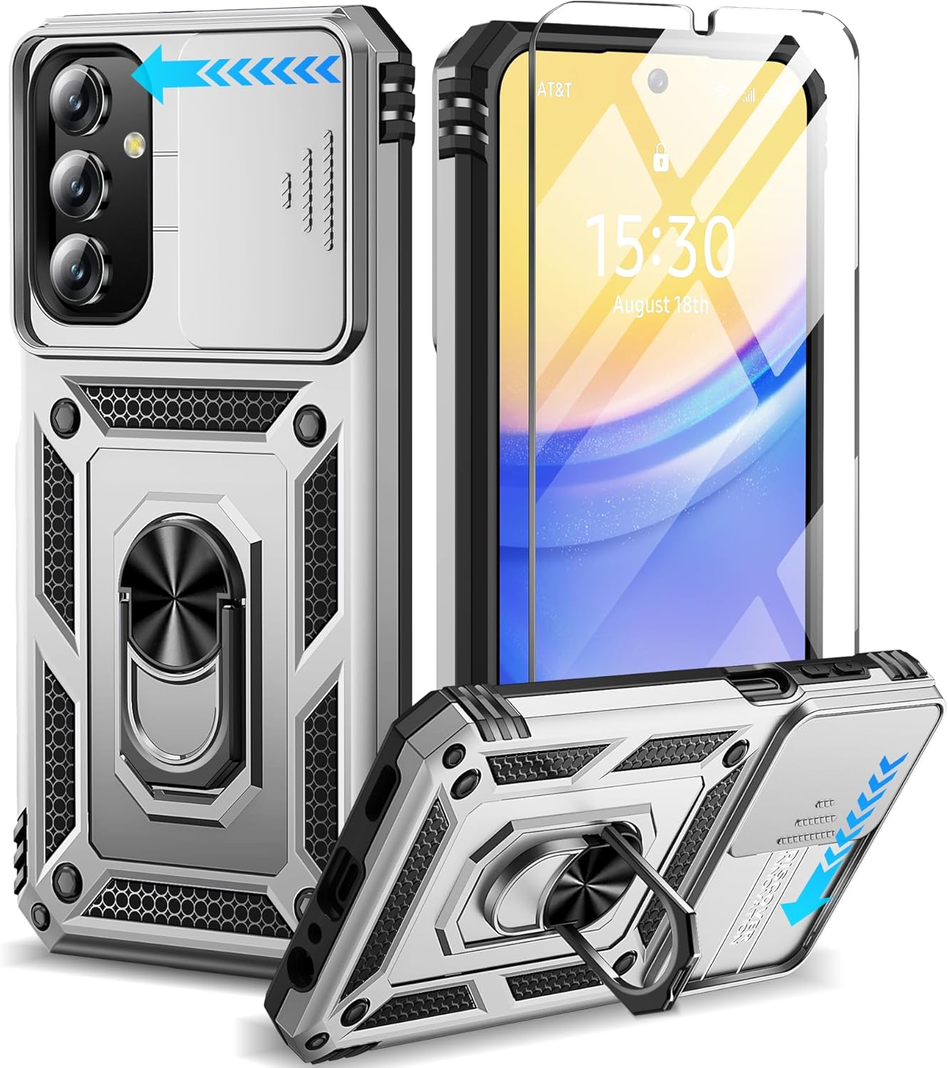 Amazon.com: BaHaHoues for Samsung Galaxy A15 5G Case with Screen Protector & Slide Camera Lens ...