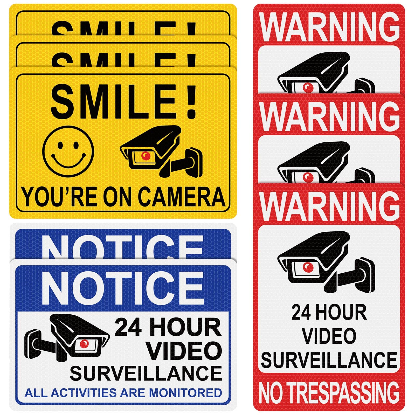 Amazon.com: 8 Pcs 24 Hour Video Surveillance Sticker Reflective Sticker ...