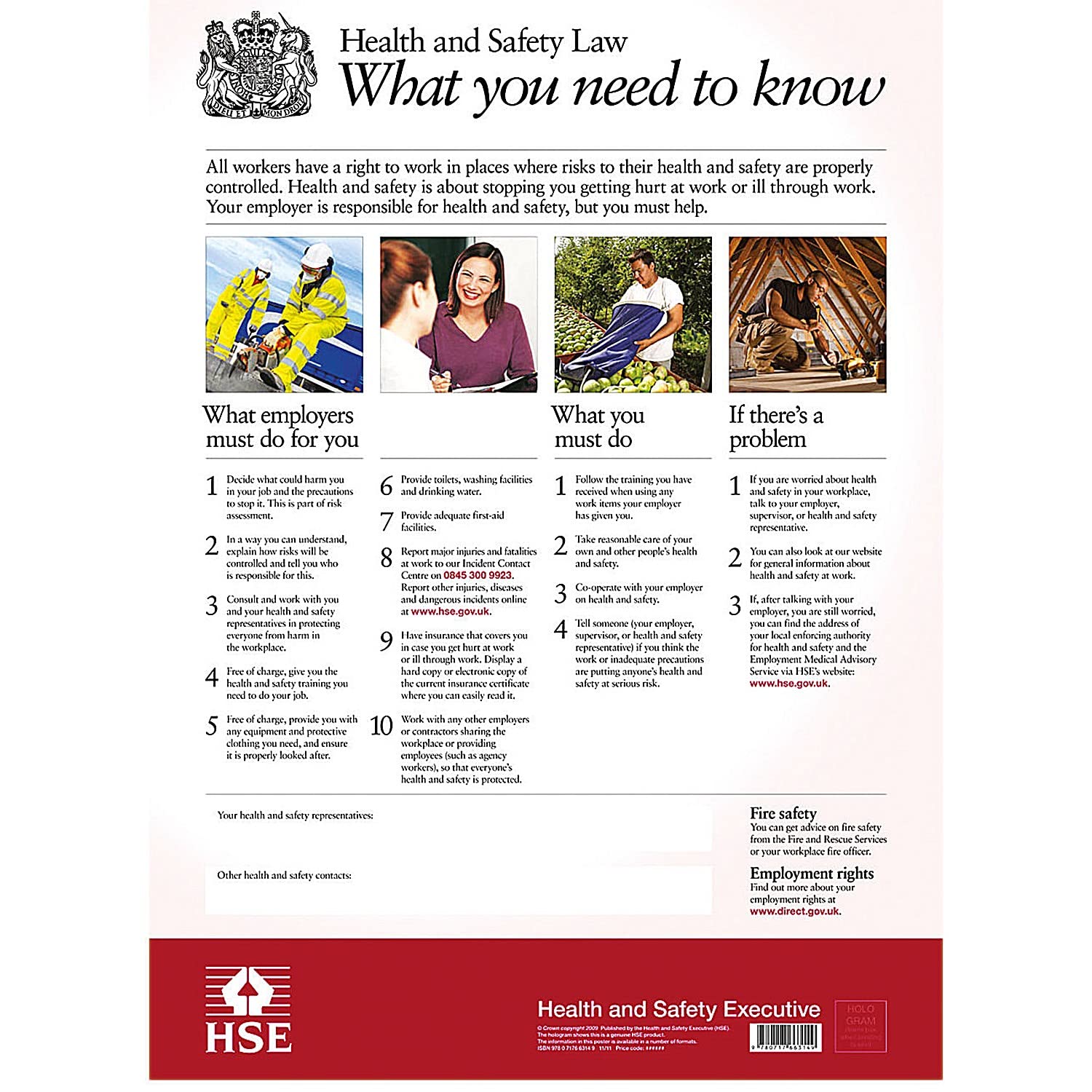 New Health and Safety Law Poster 595x415mm FWC30 : Amazon.co.uk: Home ...