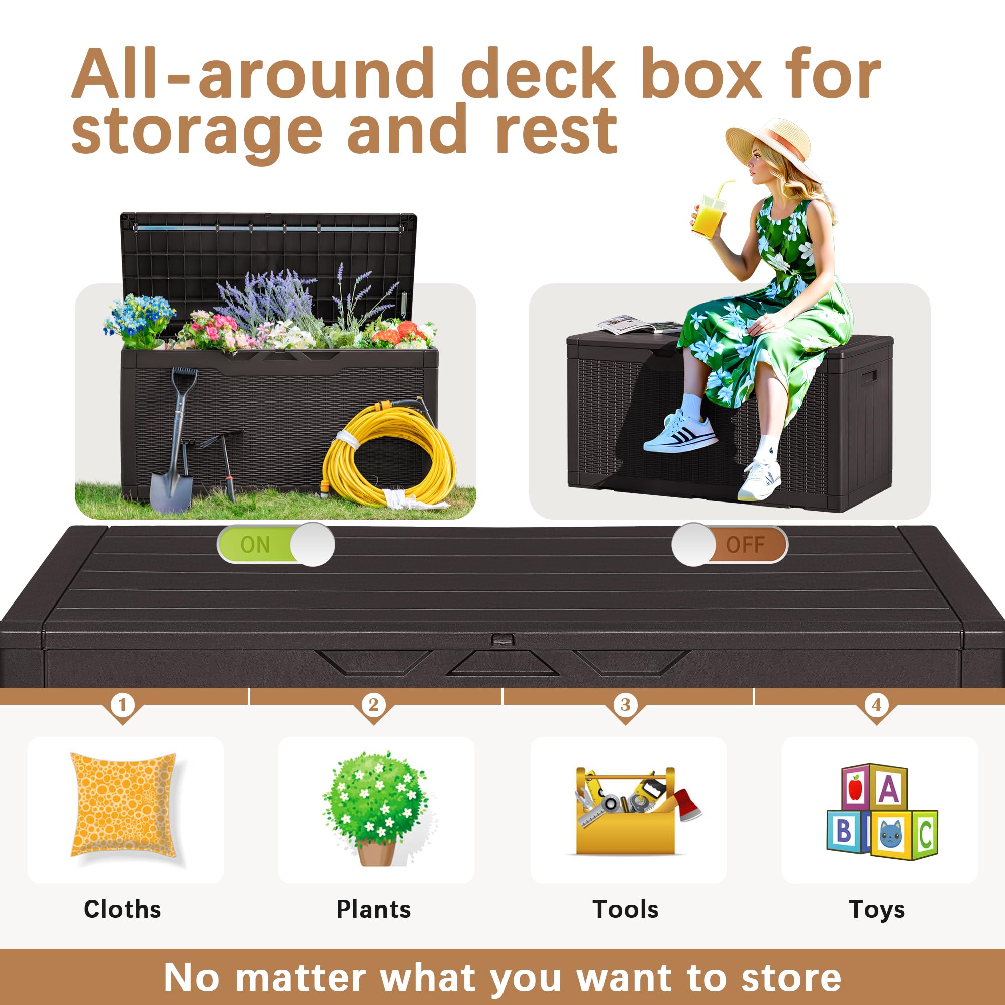 Snapklik.com : Devoko 100 Gallon Deck Box, Waterproof Resin Outdoor ...