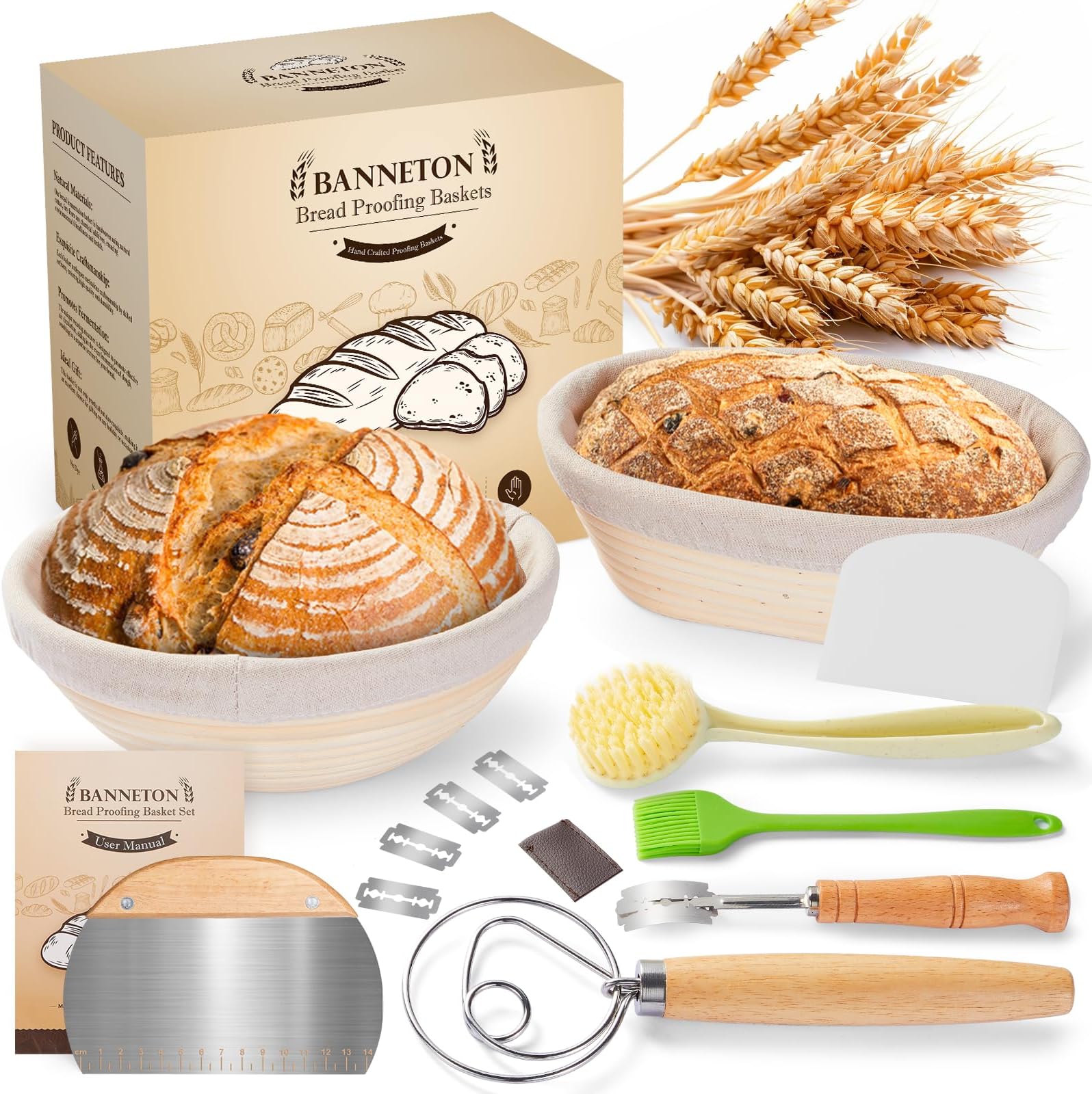 Amazon.com: Sourdough Bread Baking Supplies, Banneton Bread Proofing ...