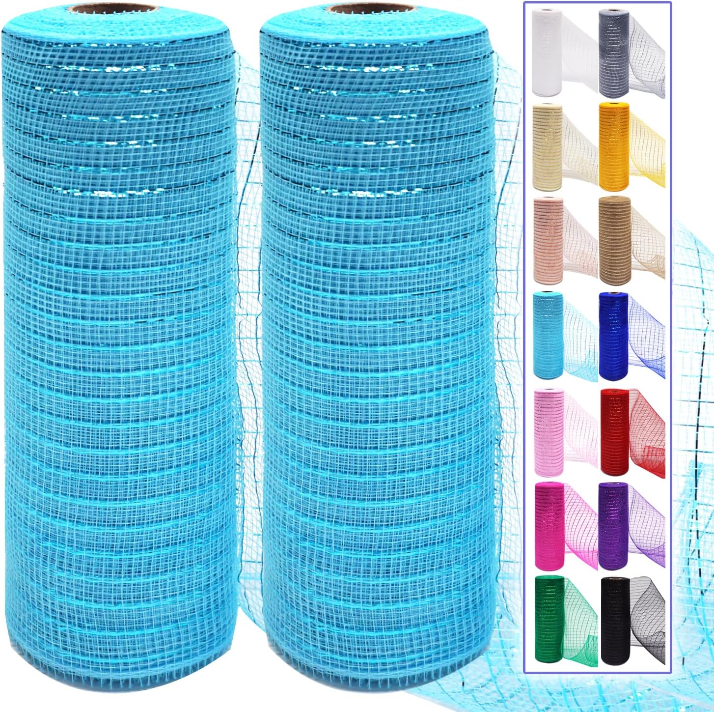 Amazon.com: 2 Pcs Blue Deco Mesh Ribbon Rolls 10 Inch 10 Yards(30 ft ...