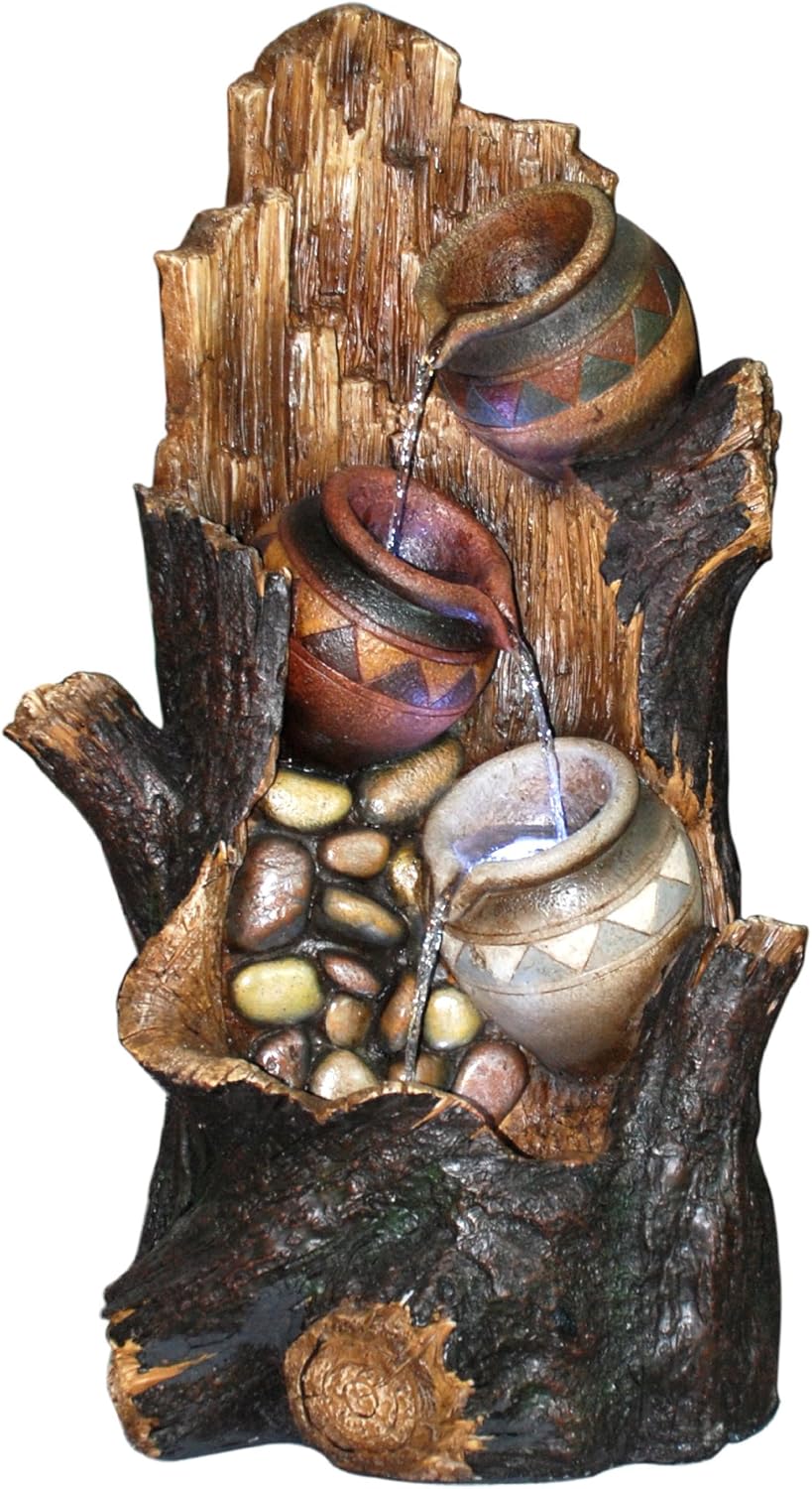 Amazon.com : 3 Pot Wood Effect Water Feature : Patio, Lawn & Garden