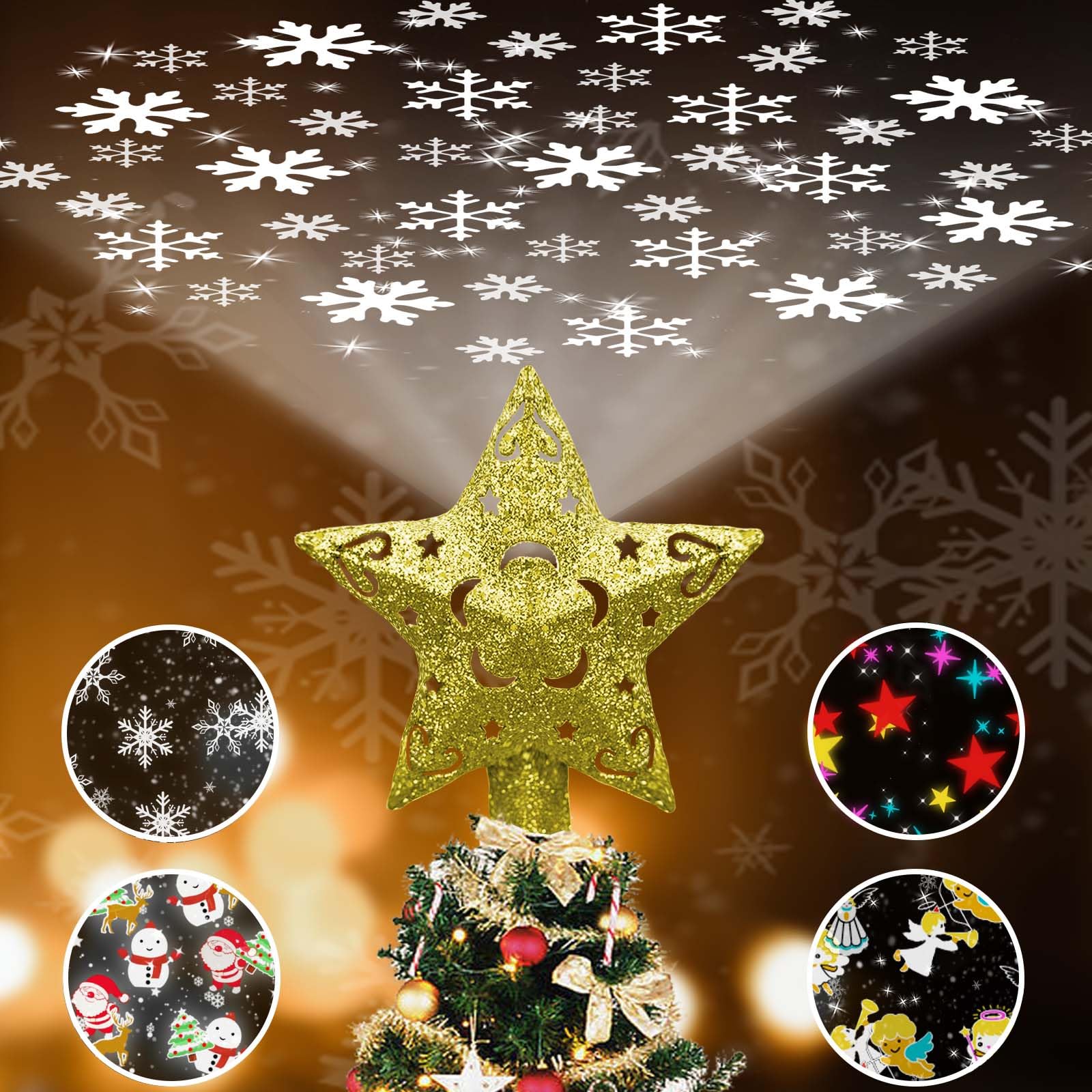 Amazon.com: Christmas Tree Topper with 4 Projection Modes, Christmas ...