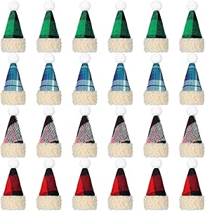 Amazon.com: Bencailor 24 Pcs Mini Santa Hats for Crafts Small Christmas ...