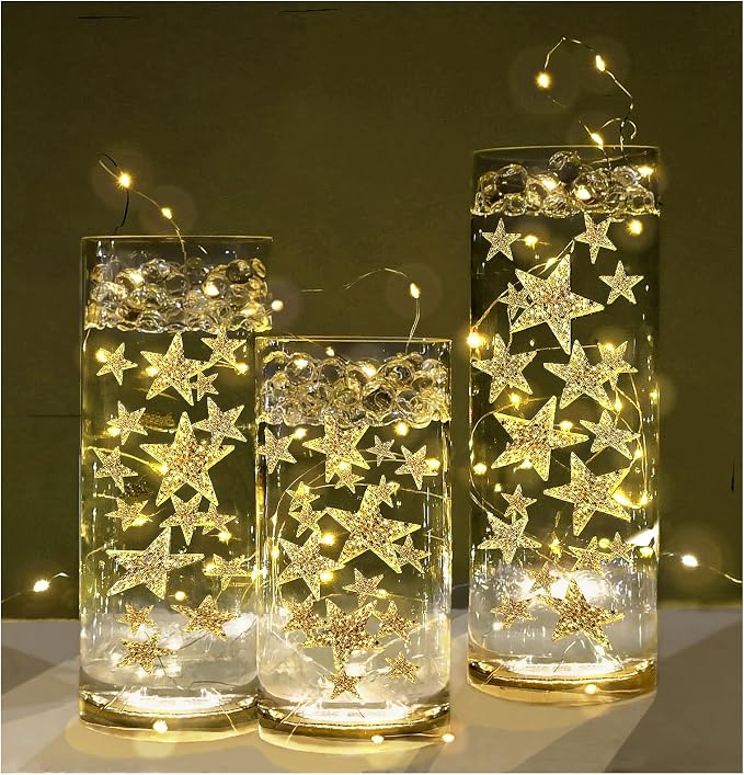 Amazon.com: 50 Gold Floating Stars- Large Sizes- Fills 4 Medium Size ...