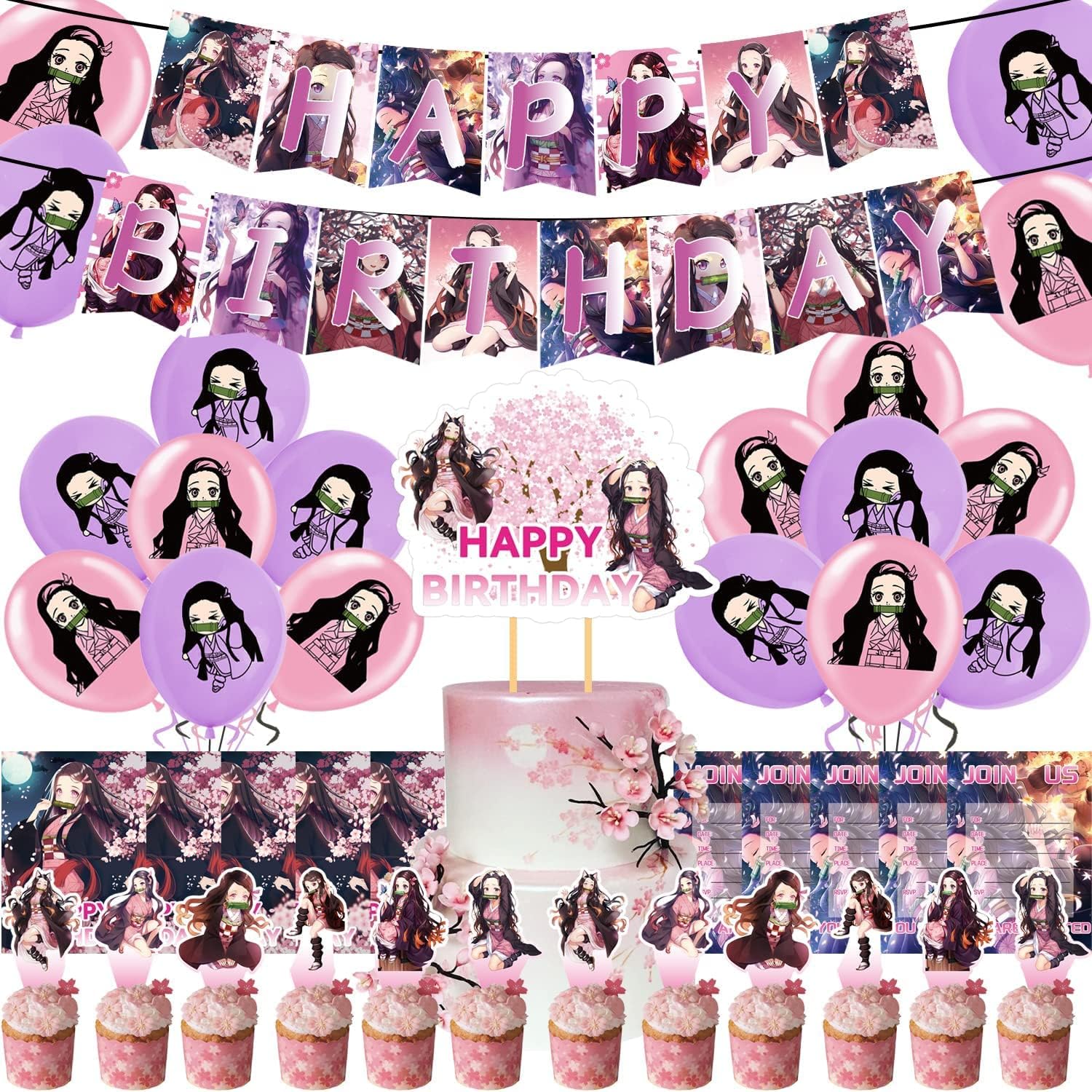 Amazon.com: Anime Cosplay Birthday Decorations Party Supplies Kawaii ...