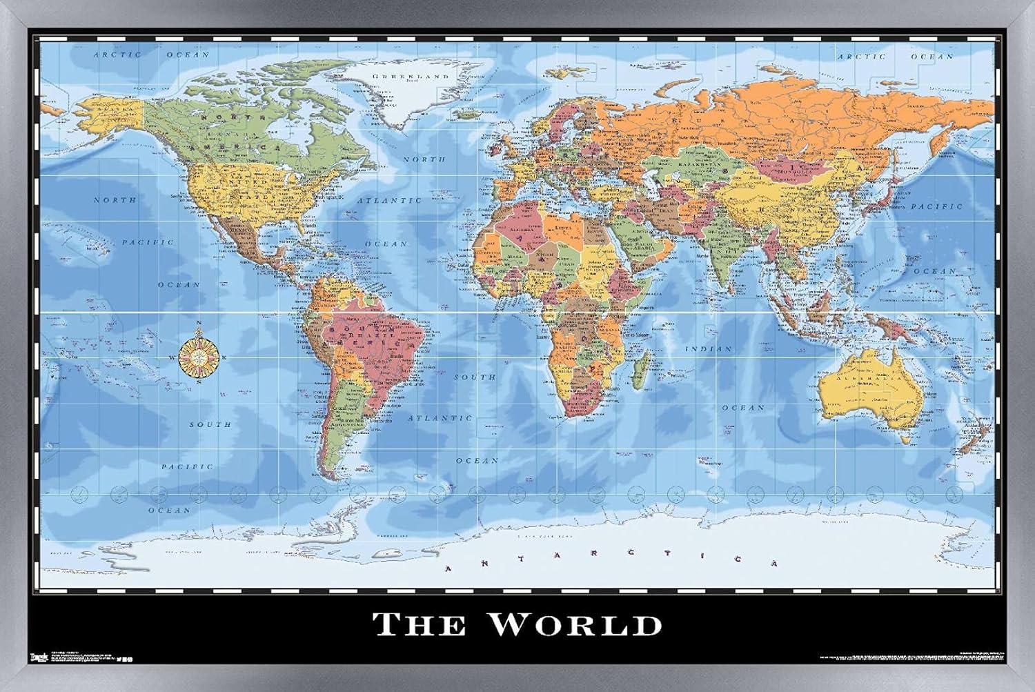 Amazon.com: Trends International Map - World Wall Poster, 34L x 22.4W ...
