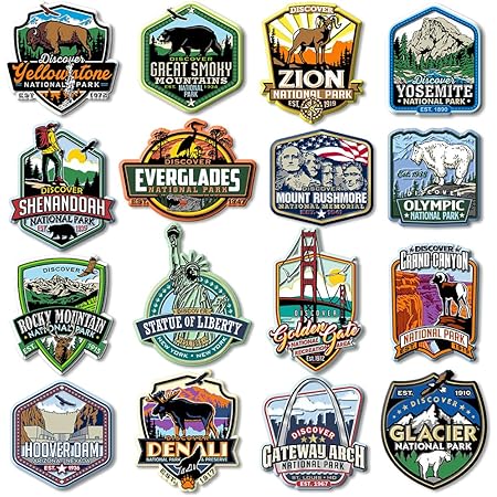 Amazon.com: U.S. National Parks Magnet Set by Classic Magnets, 16-Piece ...