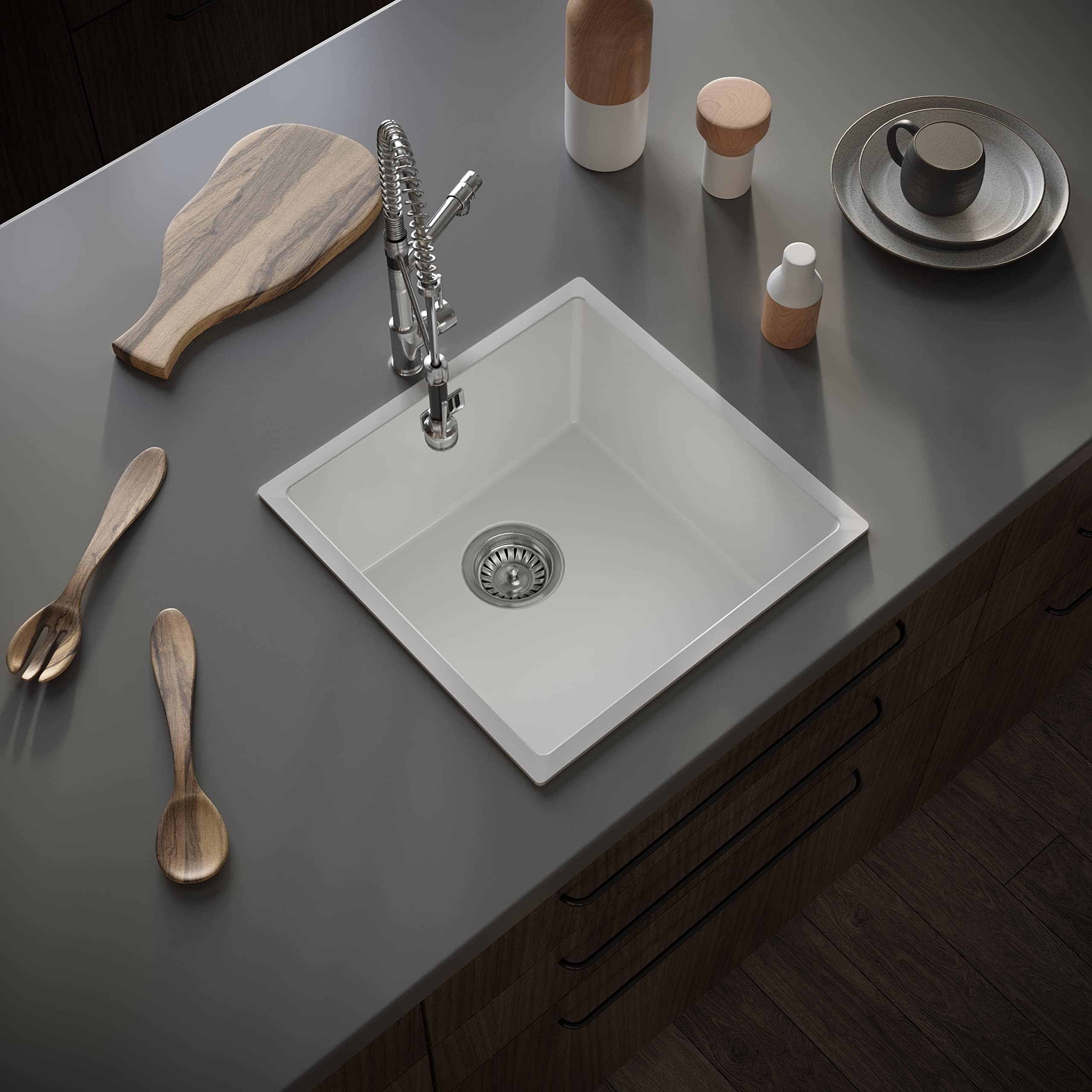 RAK Ceramics Gourmet Sink 6 Inset/Undermount 1.0 Bowl White Ceramic ...