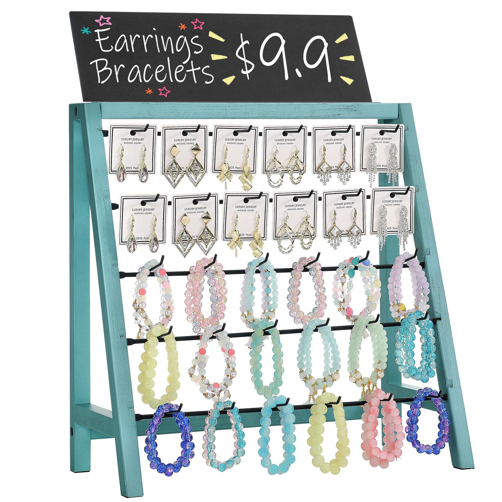 Amazon.com: Poyilooo Jewelry Display for Vendors, 30 Hooks Wood Earring ...
