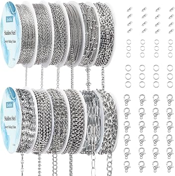 Amazon.com: Ecoofor Necklace Chains for Jewelry Making, 95.1 Feet 12 ...