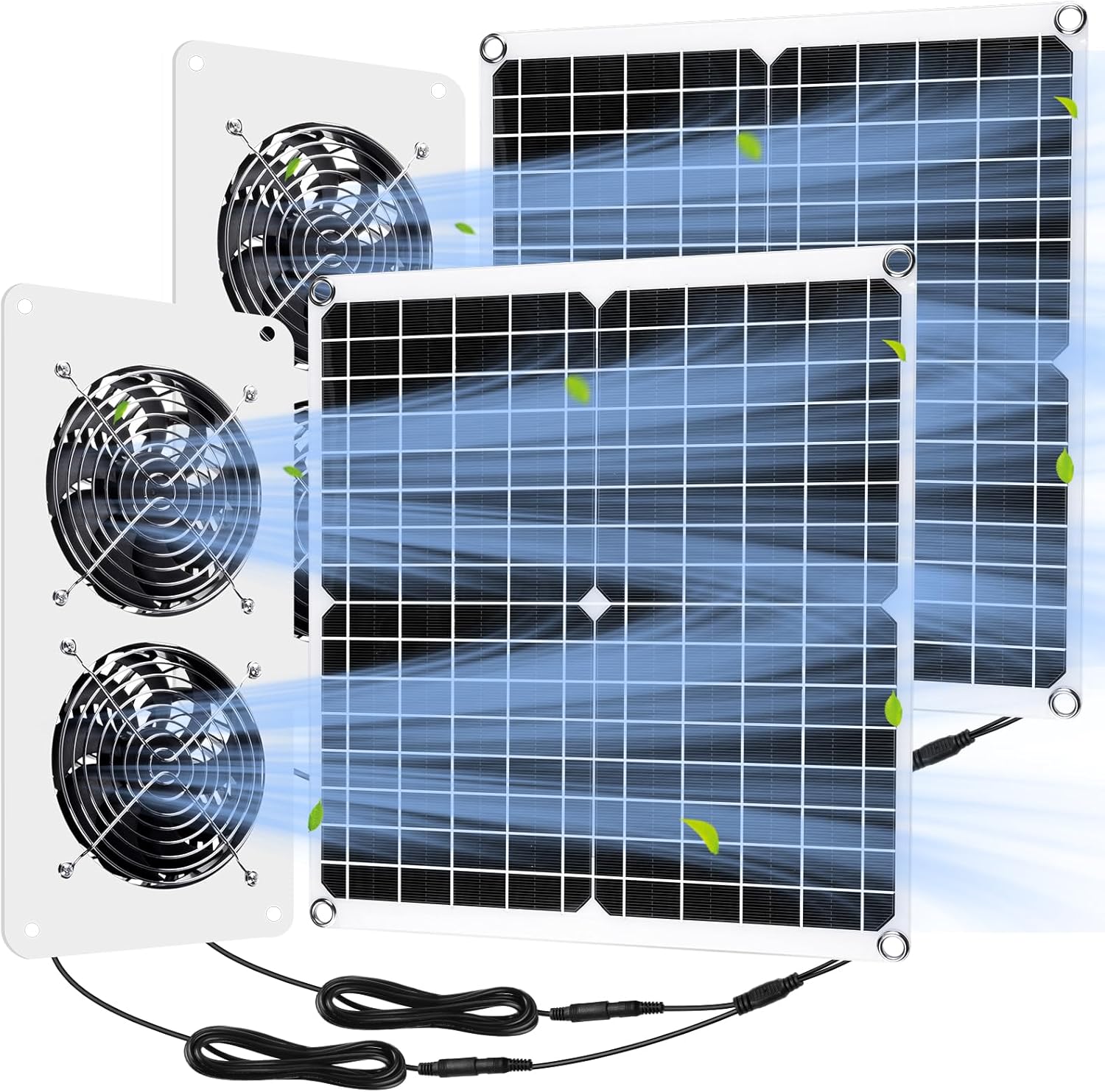 Amazon.com: Rossesay 2 Sets Solar Panel Fan Kit 25W 12V Solar Fans for ...