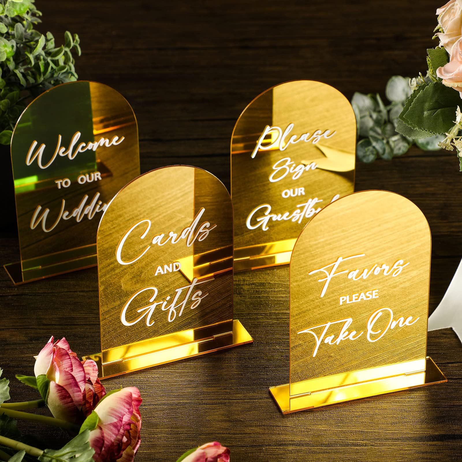 Amazon.com: Woanger 4 Pcs Arch Acrylic Wedding Signs for Reception with ...