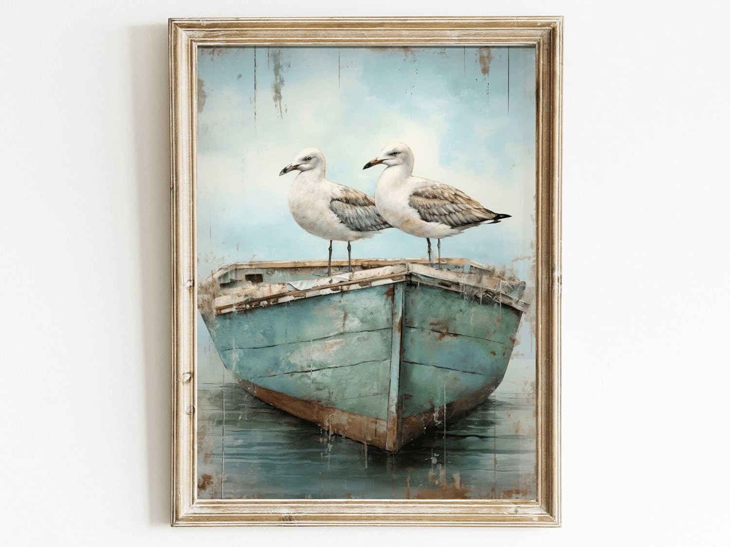 Amazon.com: Seagull Wall Art, Sea Bird Art, Sea Gull Print, Row Boat ...