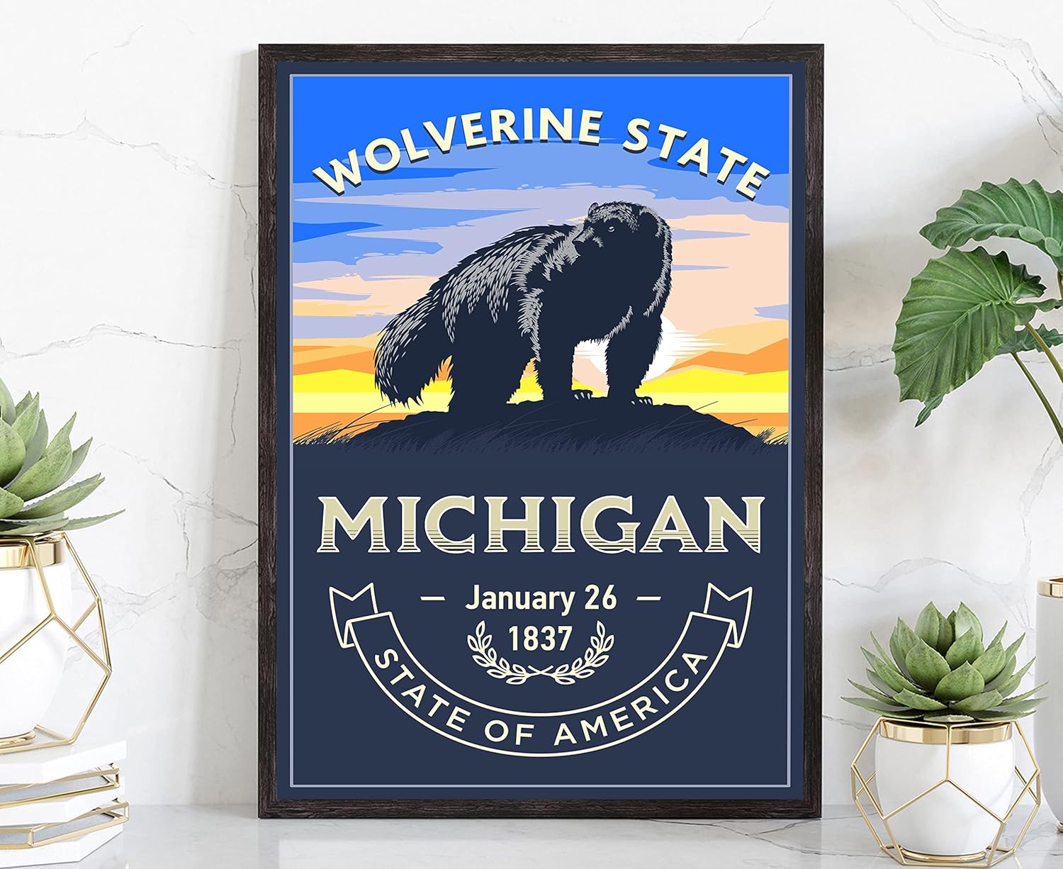 Amazon.com: Michigan State Poster Print, Michigan State Emblem Poster ...
