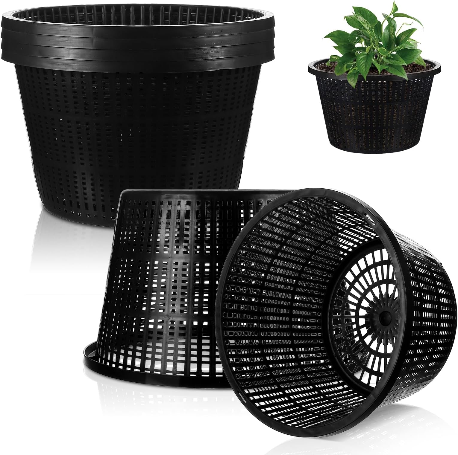 Amazon.com: mekueeex 6 Pcs Hydroponic Baskets Aquatic Black Plastic ...
