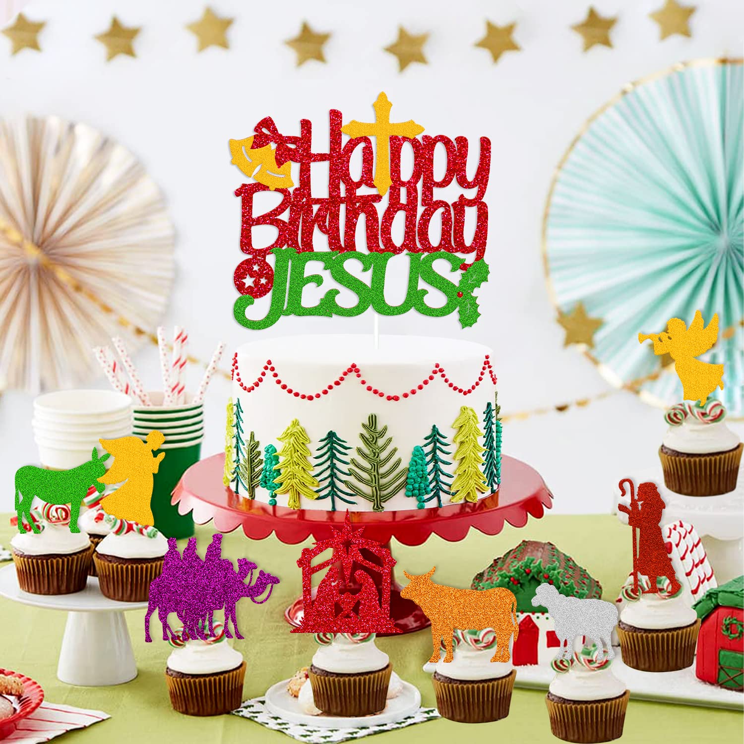 Happy Birthday Jesus Cupcake Toppers