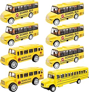 Amazon.com: 8 Pcs School Bus Toy Pull Back Yellow for Boys Girls Kids Birthday Gifts Classroom ...