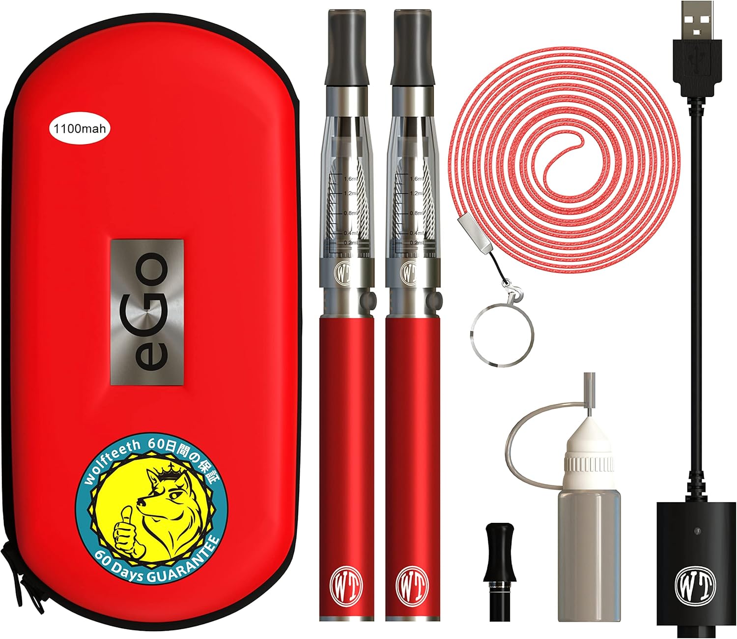 WOLFTEETH 2 Pack CE4 E Cigarette Starter Kit | Rechargeable 1100mAh ...