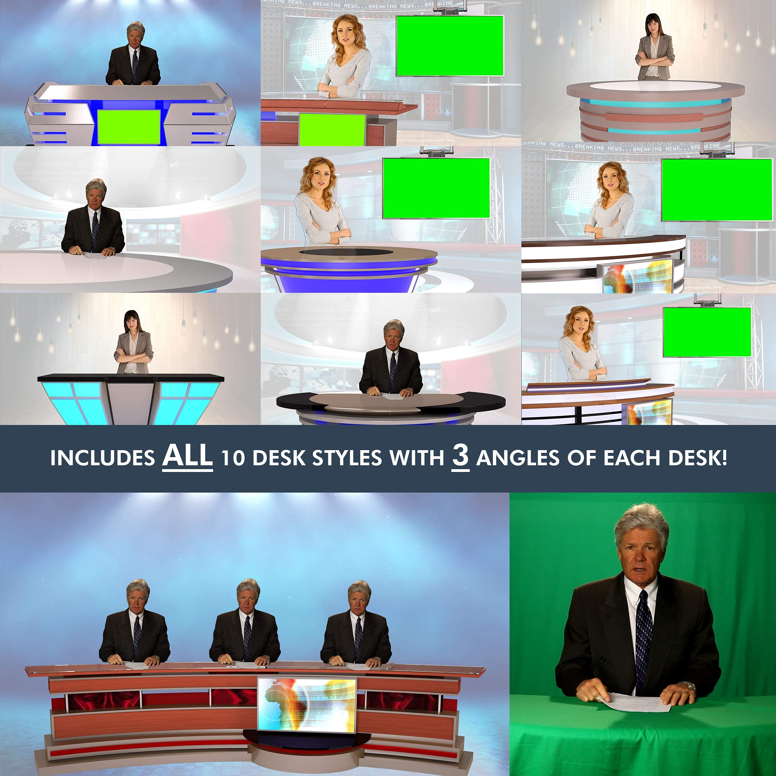 Virtual News Desk Studio Set Digital Backgrounds for HD / 4K Video ...