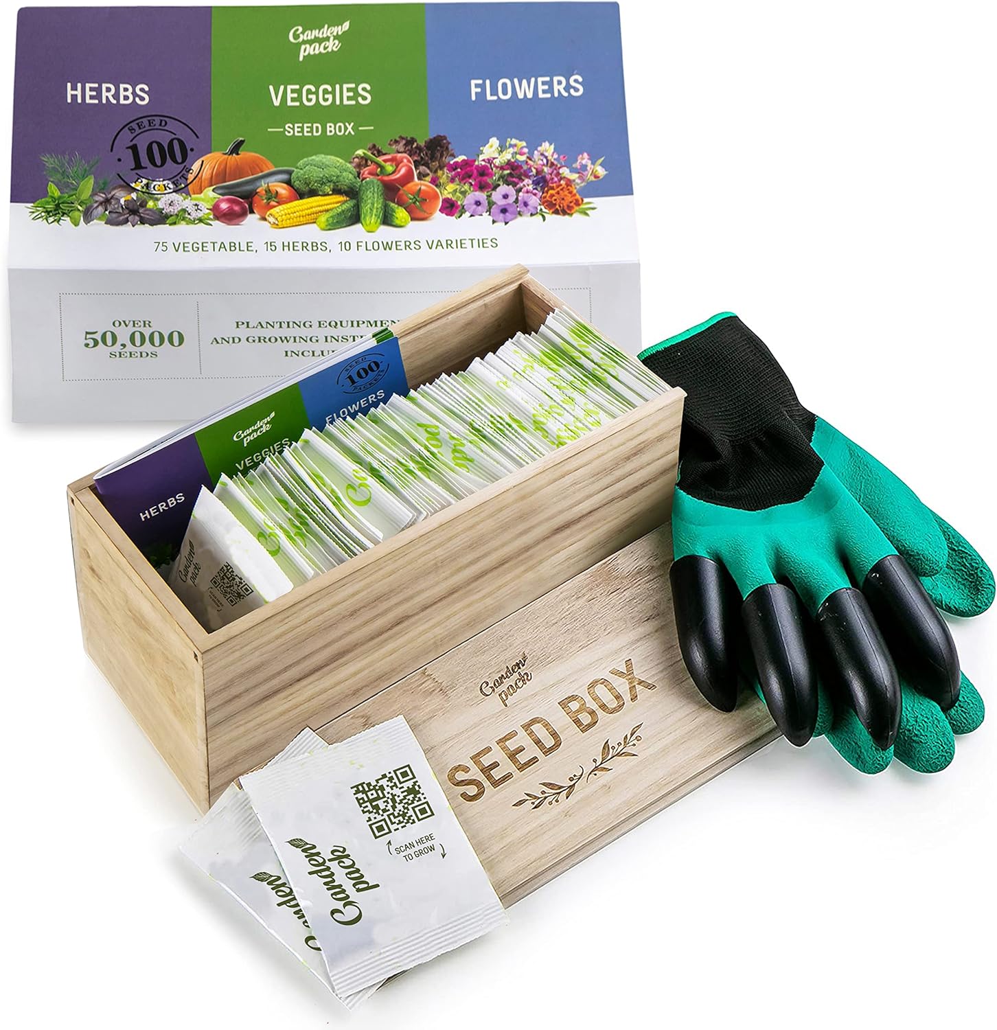Grow Your Own Seed Box by Garden Pack - 100 Varieties of Flower, Herb ...