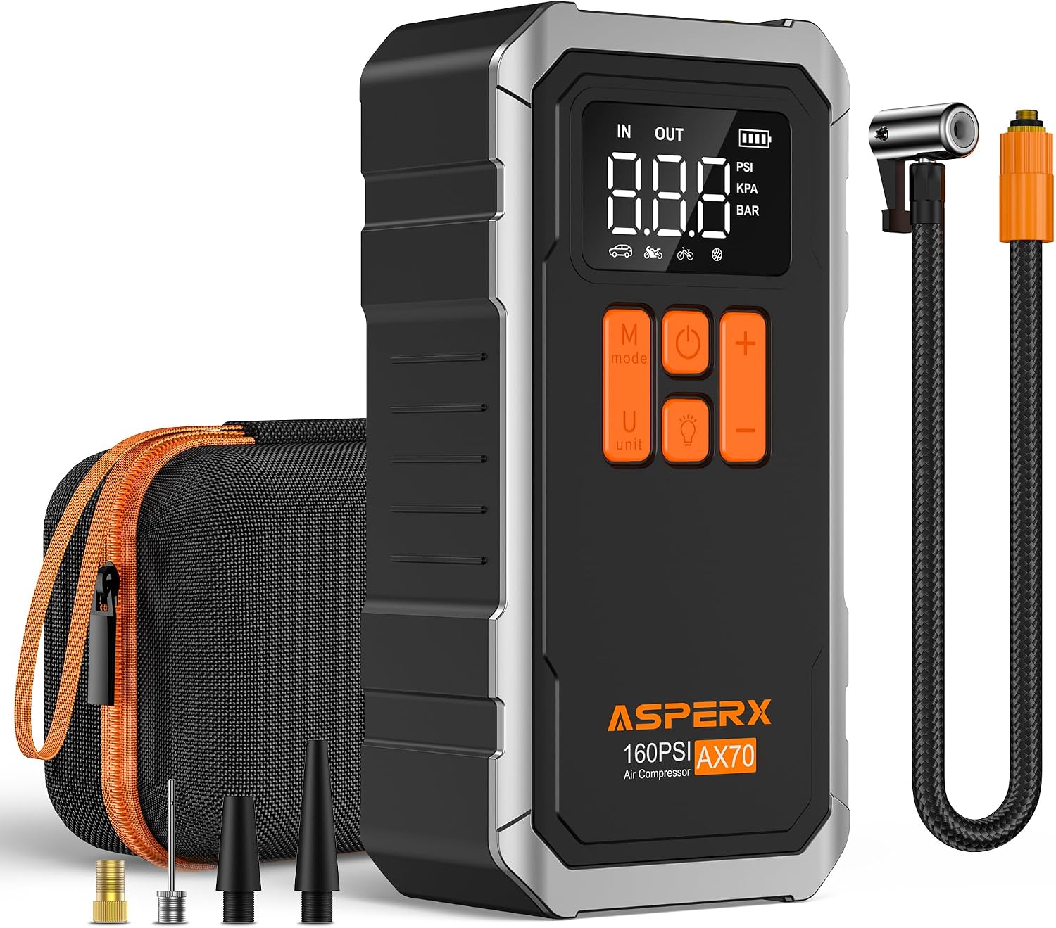 AsperX Tire Inflator Portable Air Compressor, 160PSI Cordless Portable ...