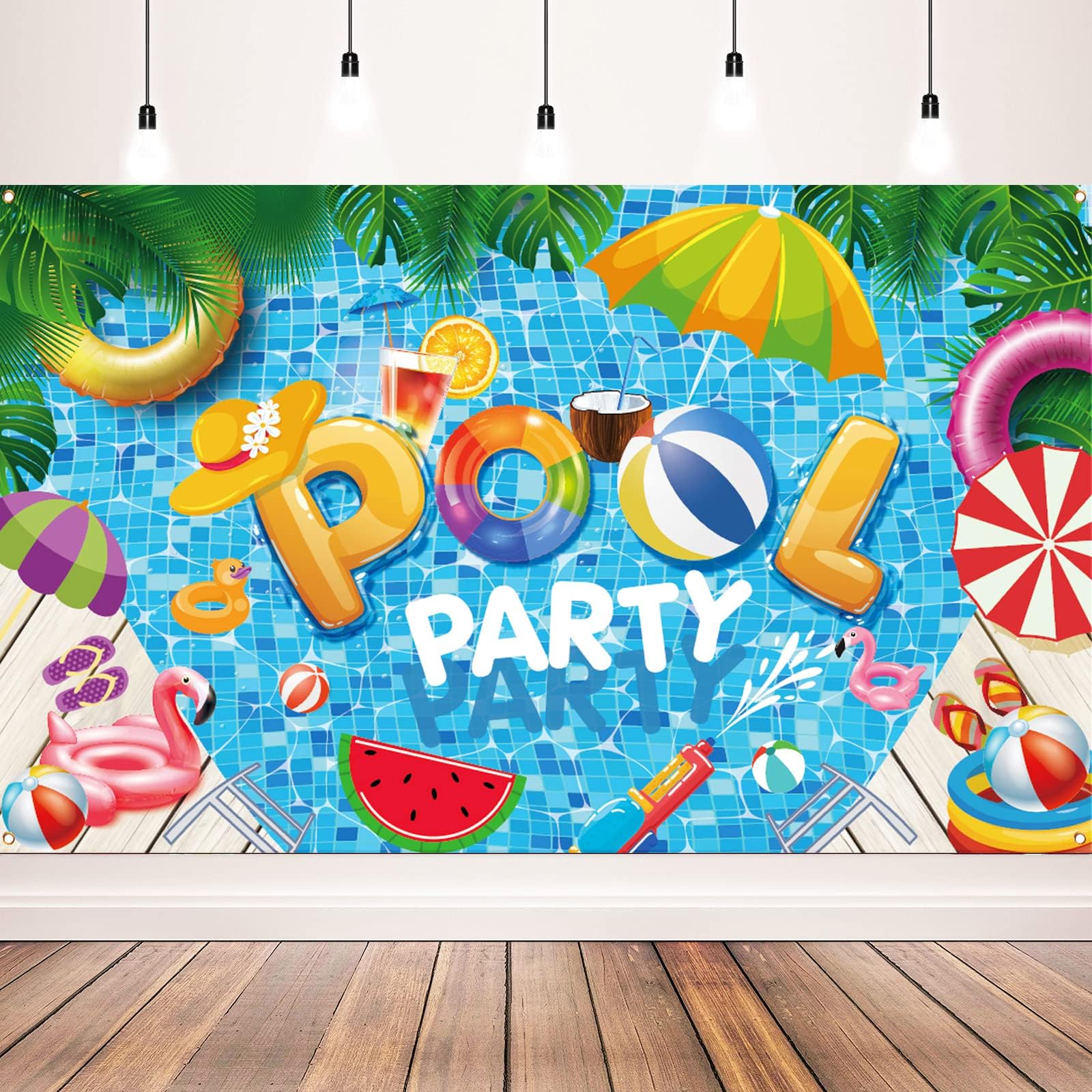 Amazon.com : Summer Beach Party Decorations, Pool Party Banner Backdrop ...