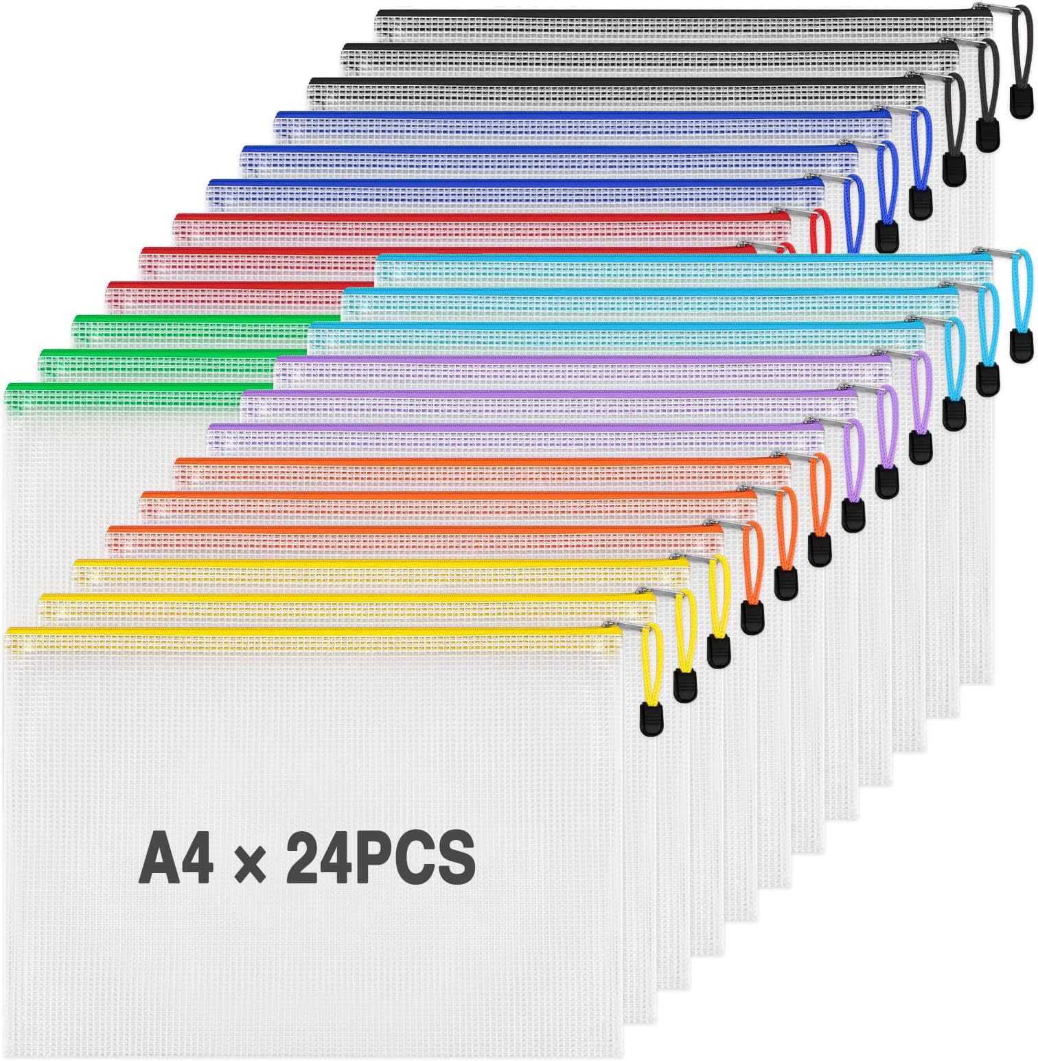 21 Pièces Pochette Document Zippée, Pochette Plastique A4+A5+A6, PVC ...