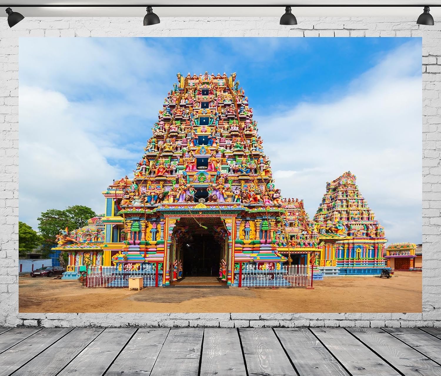 Amazon.com : CORFOTO Fabric 7x5ft Colorful India Hindu Temple Backdrop ...