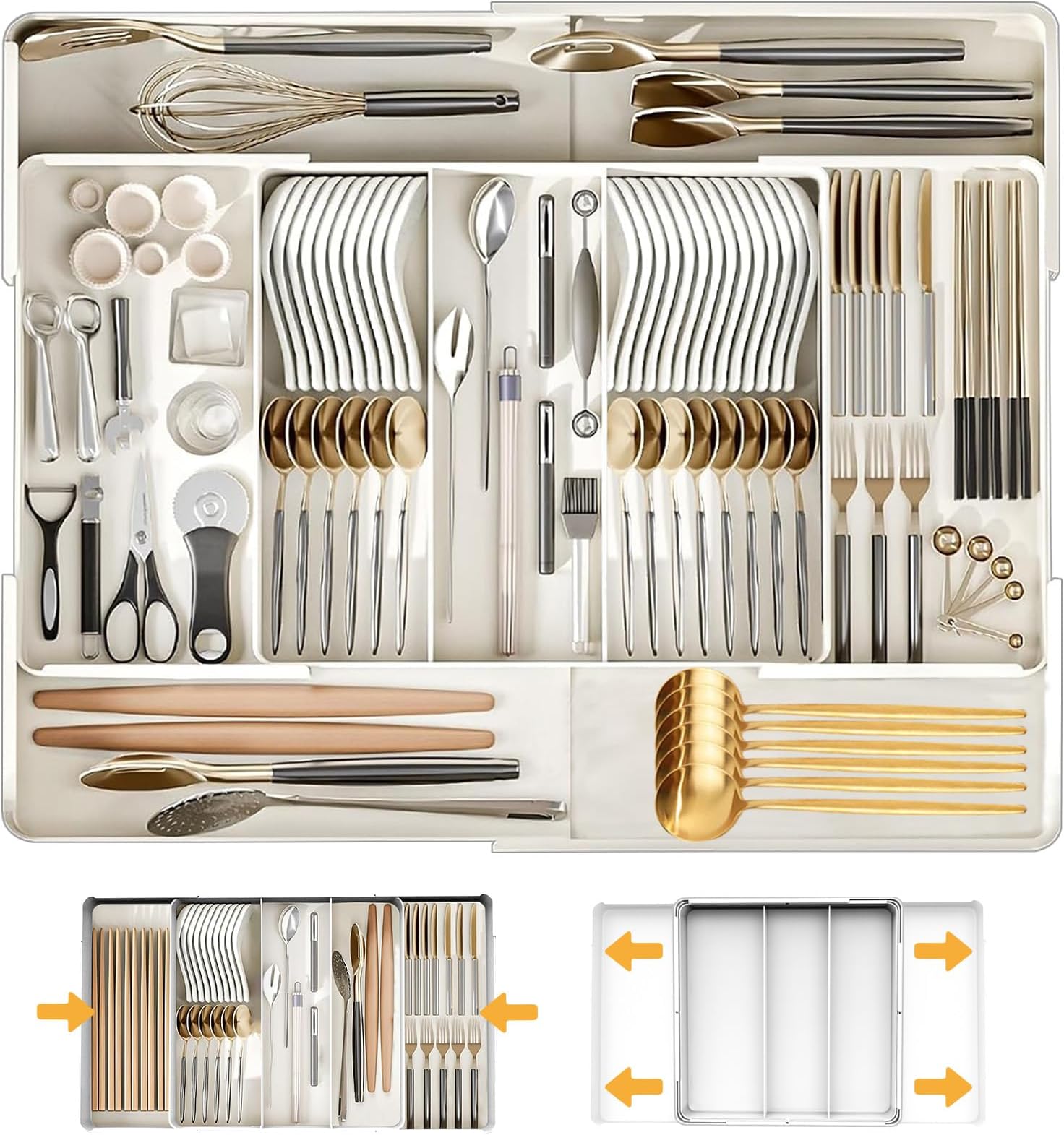 Organizador de Cubiertos Expandible, Organizador de Cajones de Cocina ...