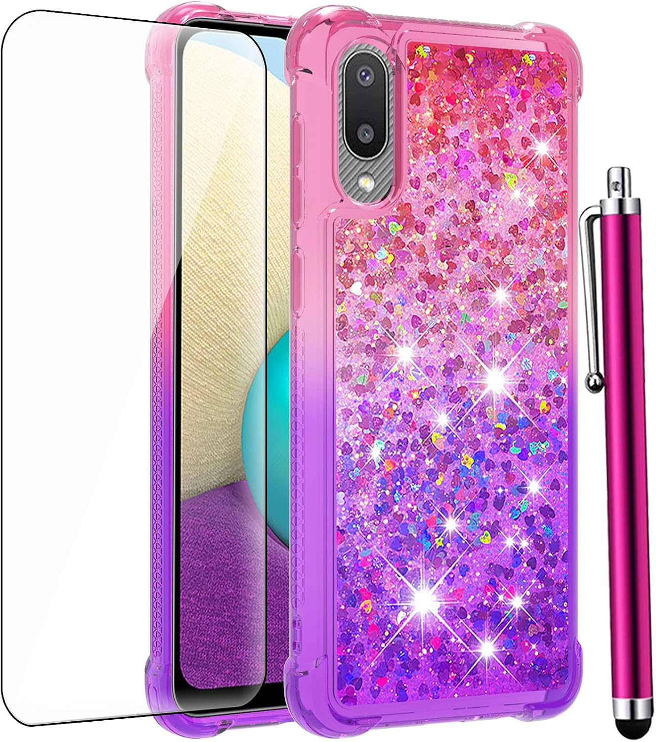 Amazon.com: CAIYUNL for Samsung Galaxy A02 Phone Case with Tempered ...