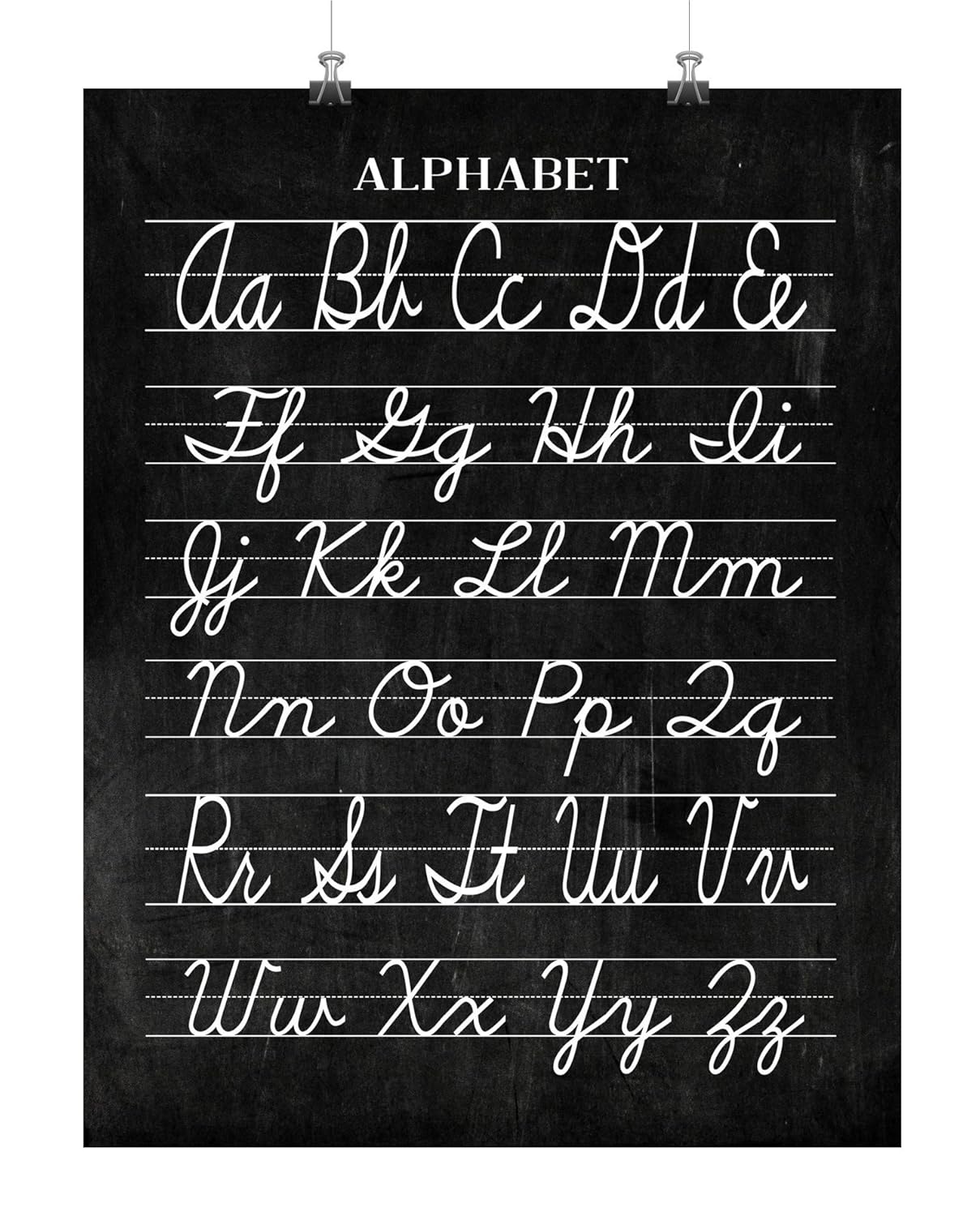 Amazon.com: Vintage Cursive Alphabet Classroom Distressed Black ...