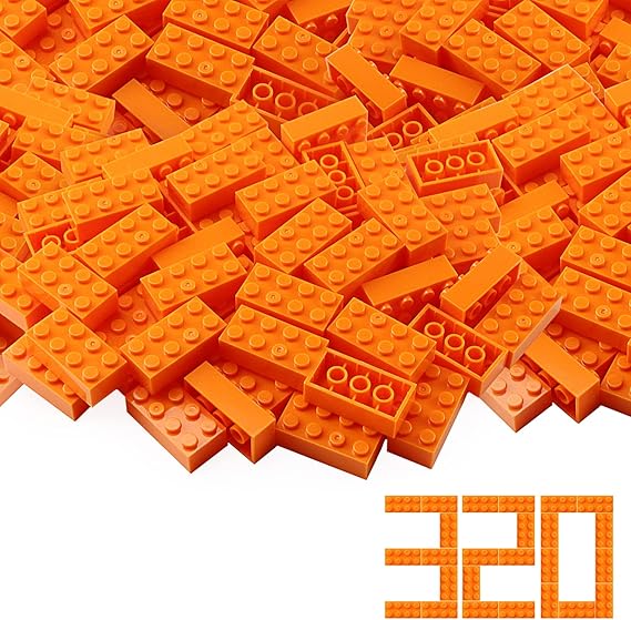Amazon.com: Feleph Classic 2x4 Bricks Orange 320 Pieces Parts Building ...
