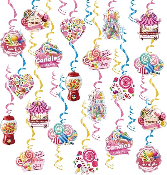Amazon.com: 30 Pieces Sweet Candy Hanging Swirls Candy Paper Swirls ...