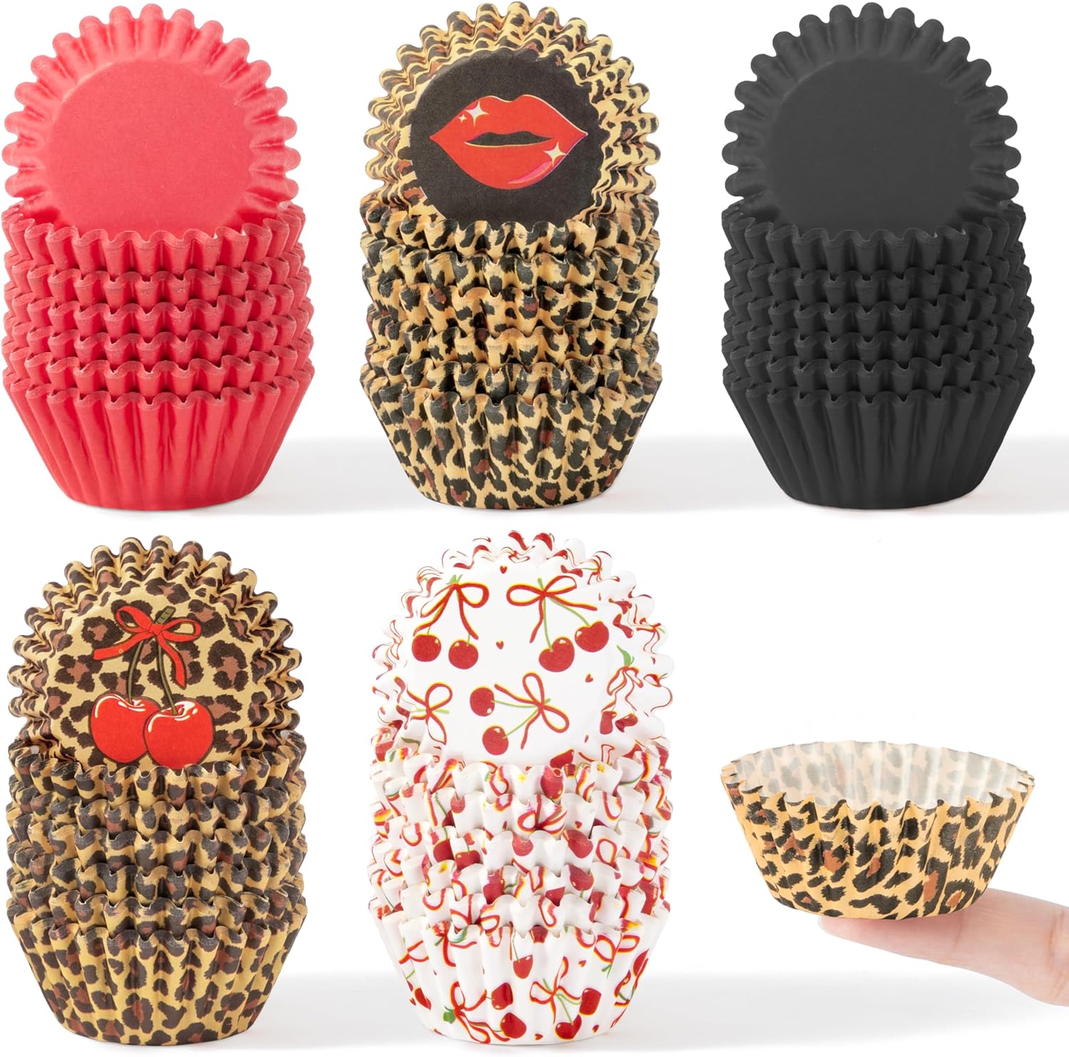 Amazon.com: COcnny Cheetah Mini Cupcake Liners - 600pcs Sweet Cherry ...