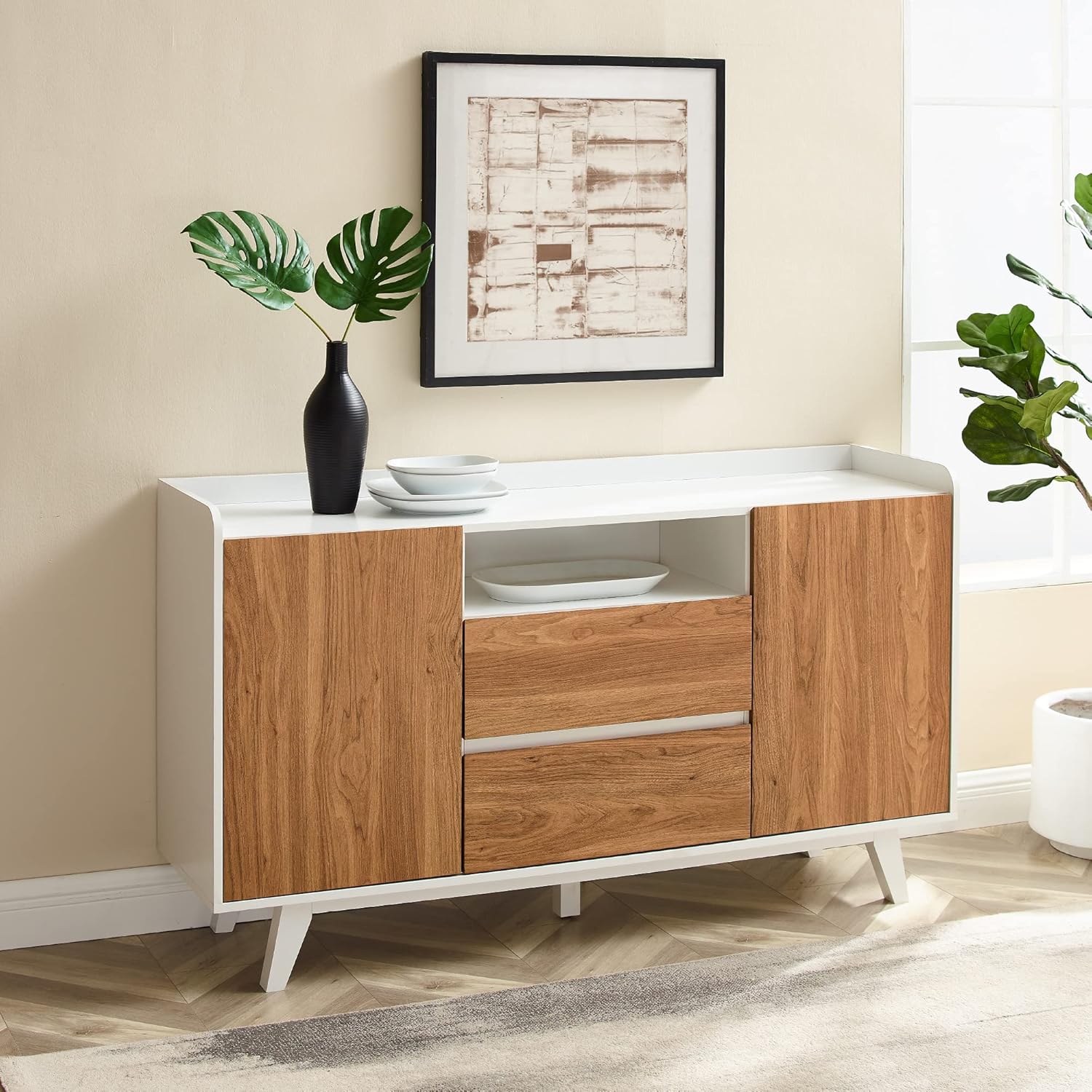 Amazon.com - Walker Edison Elisabeth Contemporary Tray-Top 2-Door ...