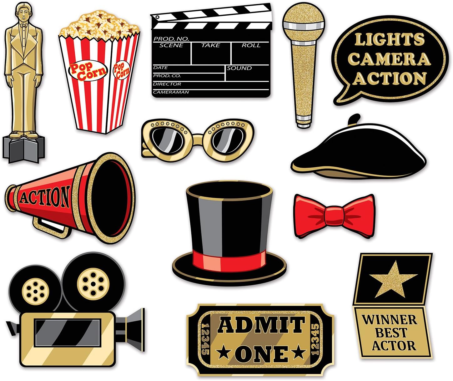 Amazon.com: Big Dot of Happiness Red Carpet Hollywood - Popcorn, Award ...