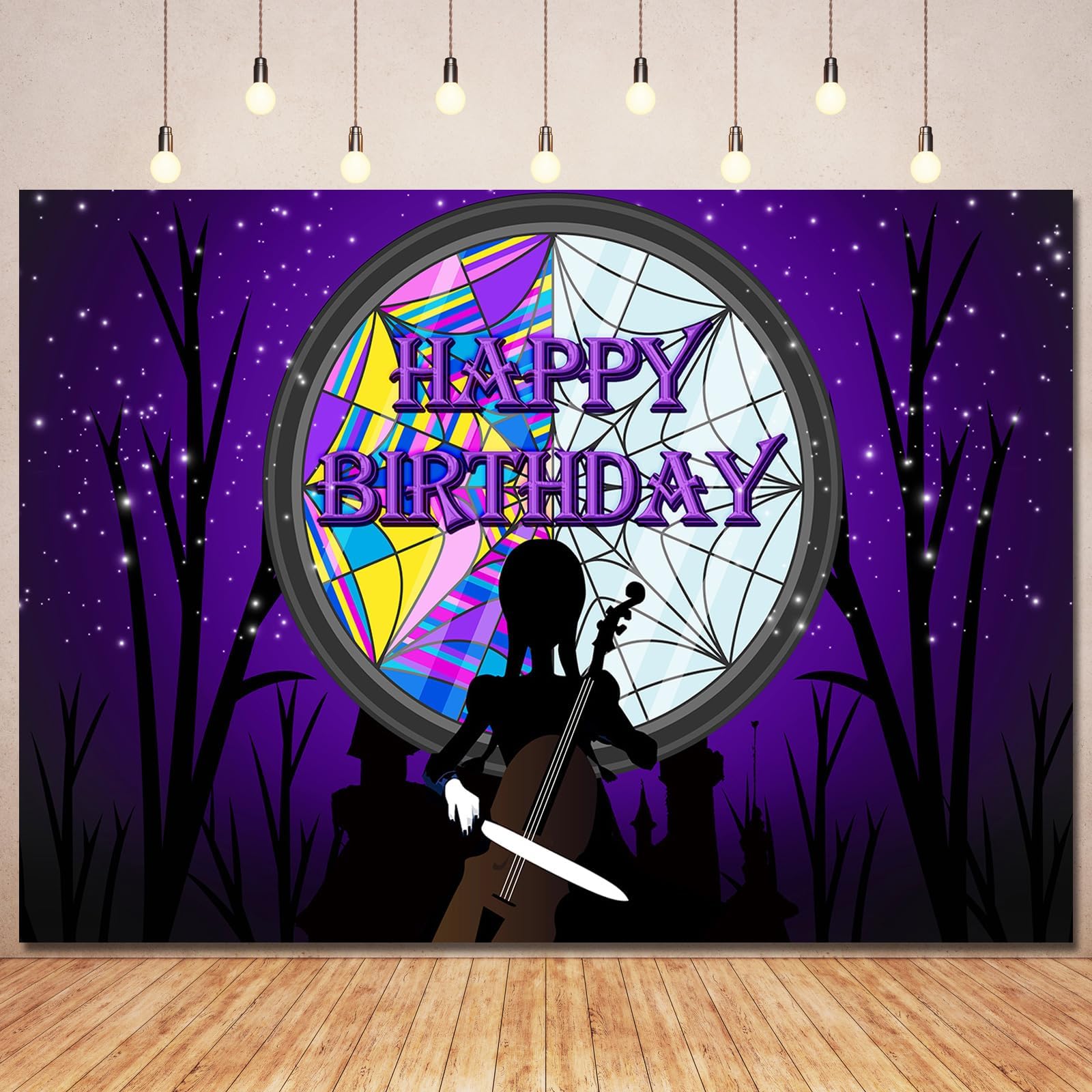 Amazon.com : Wednesday Addams and Enid Backdrop Stained Gass Window ...