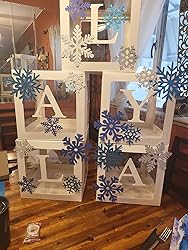 Amazon.com: Whaline Snowflake Cut-Outs 48Pcs Glitter Blue Silver ...