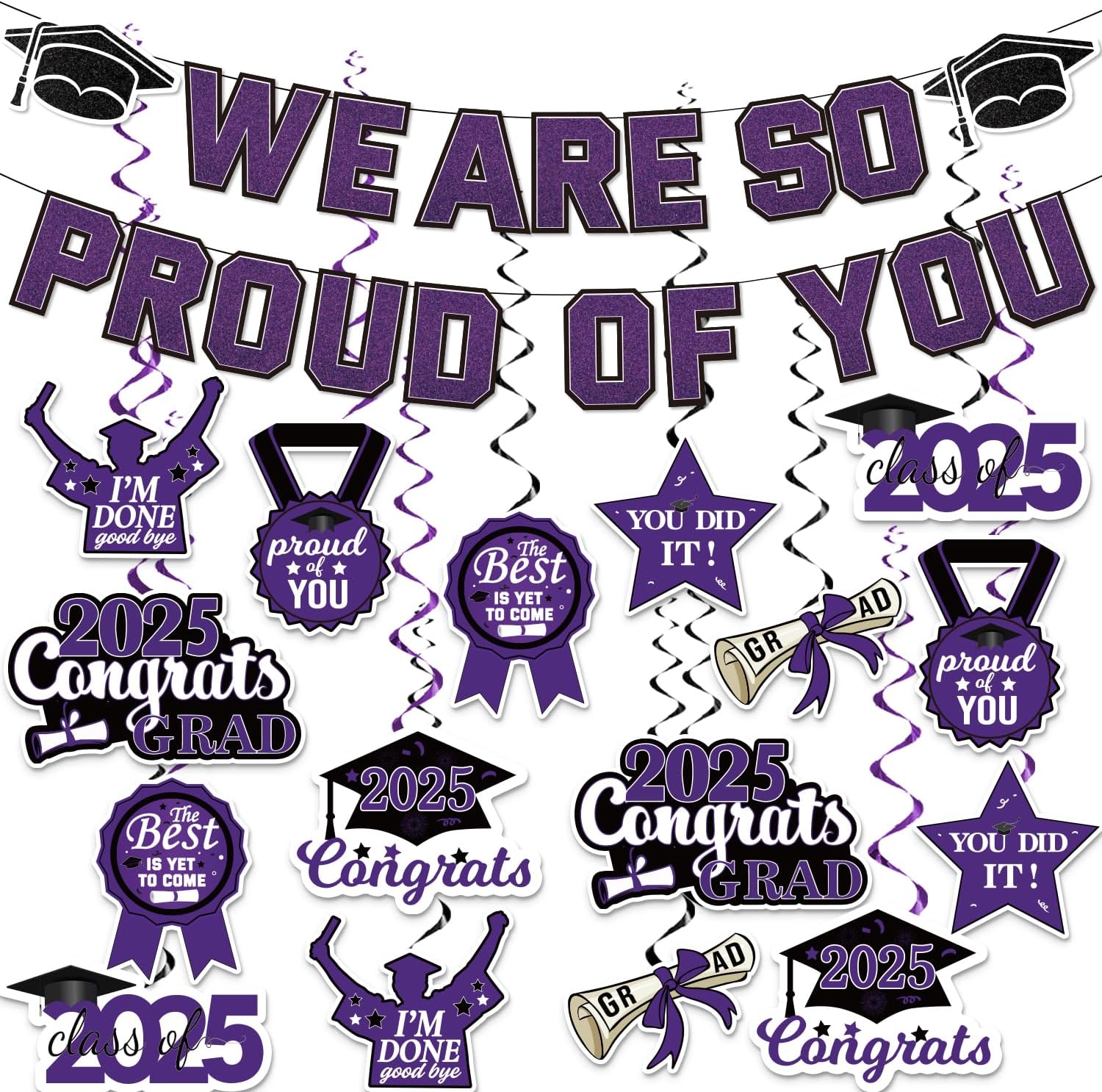 Amazon.com: LARRAZABAL Purple Graduation Decorations 2025, We are So ...