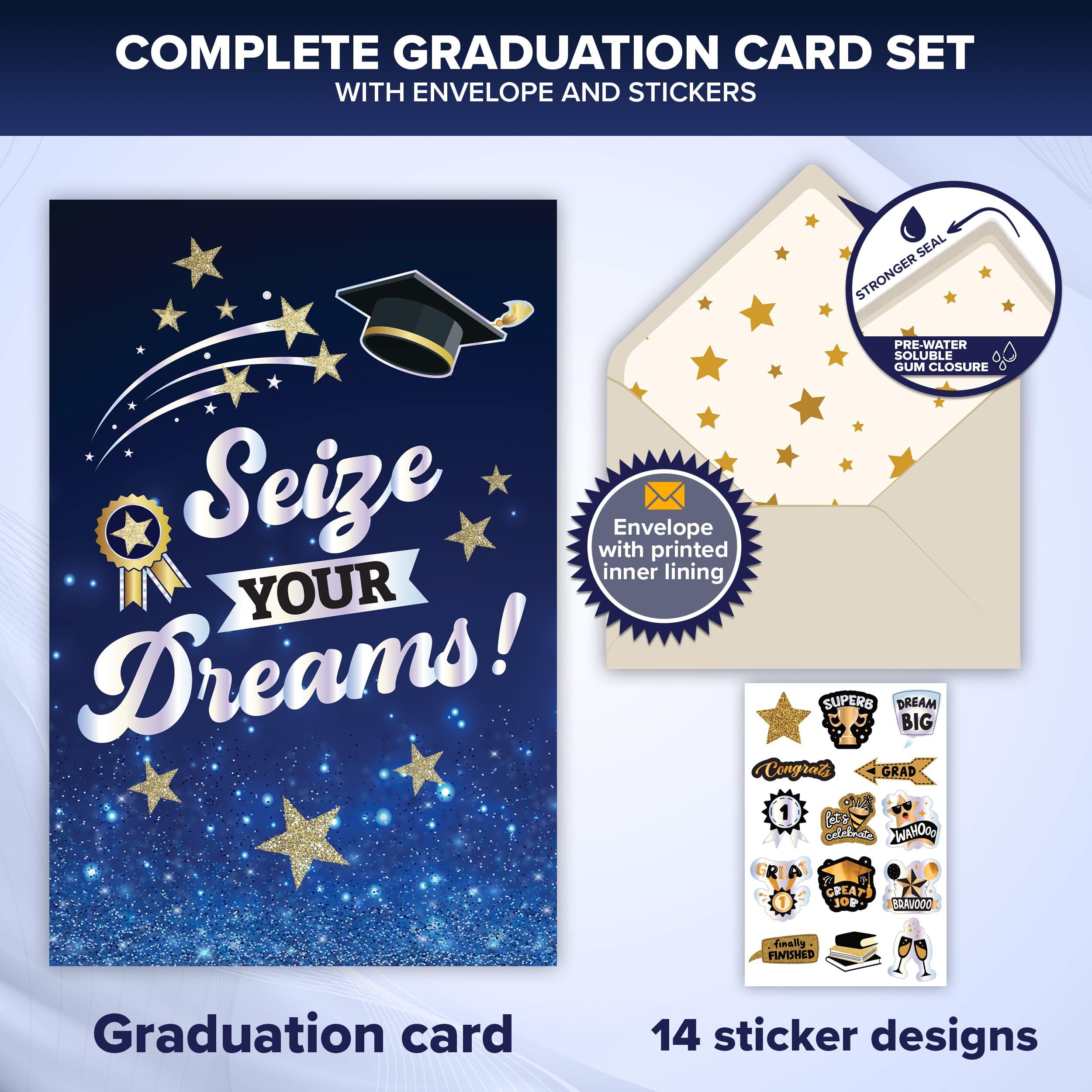 Snapklik.com : Glittery & Holographic Graduation Card Set