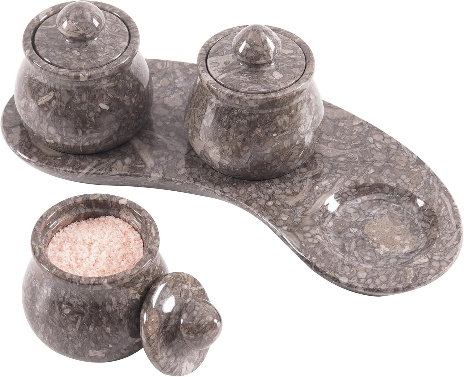 Amazon.com: Marble Salt Cellar With Lid 3.5" Inches Oceanic Handmade ...