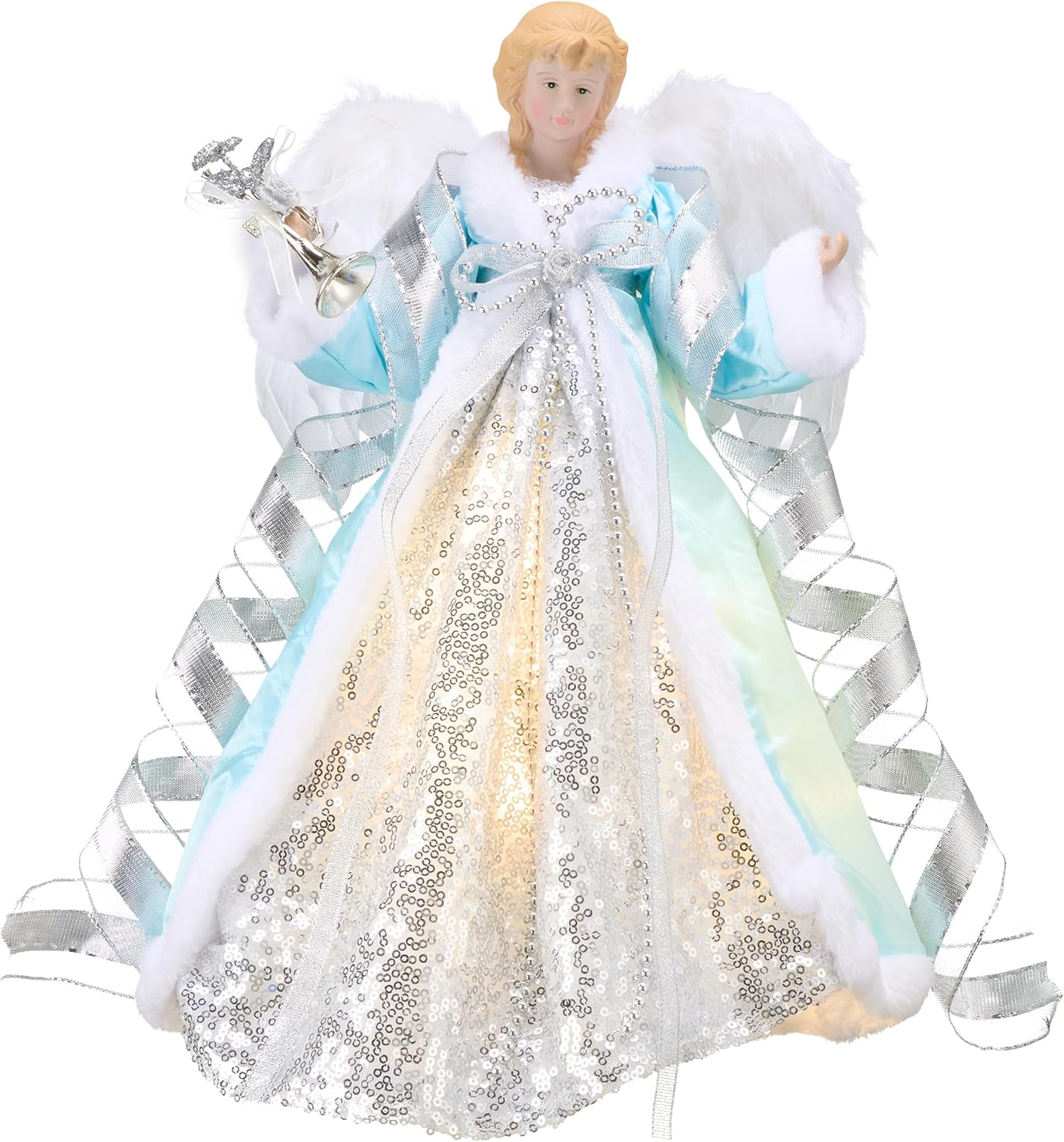 Amazon.com: Valery Madelyn Lighted Christmas Tree Topper Angel with ...